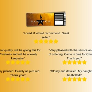 Hamilton Musical Theatre Ticket - Surprise Reveal, Gift Card, West End ...