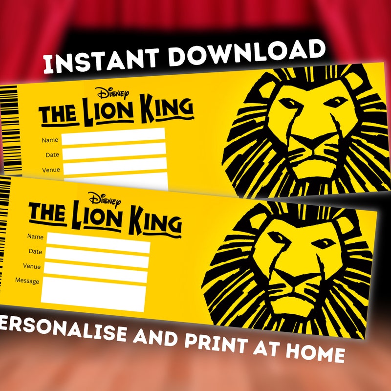 Lion King Ticket Template - Etsy