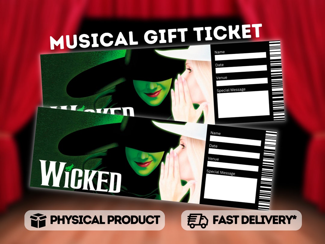 Wicked Musical Theatre Ticket Surprise Reveal Gift Card - Etsy