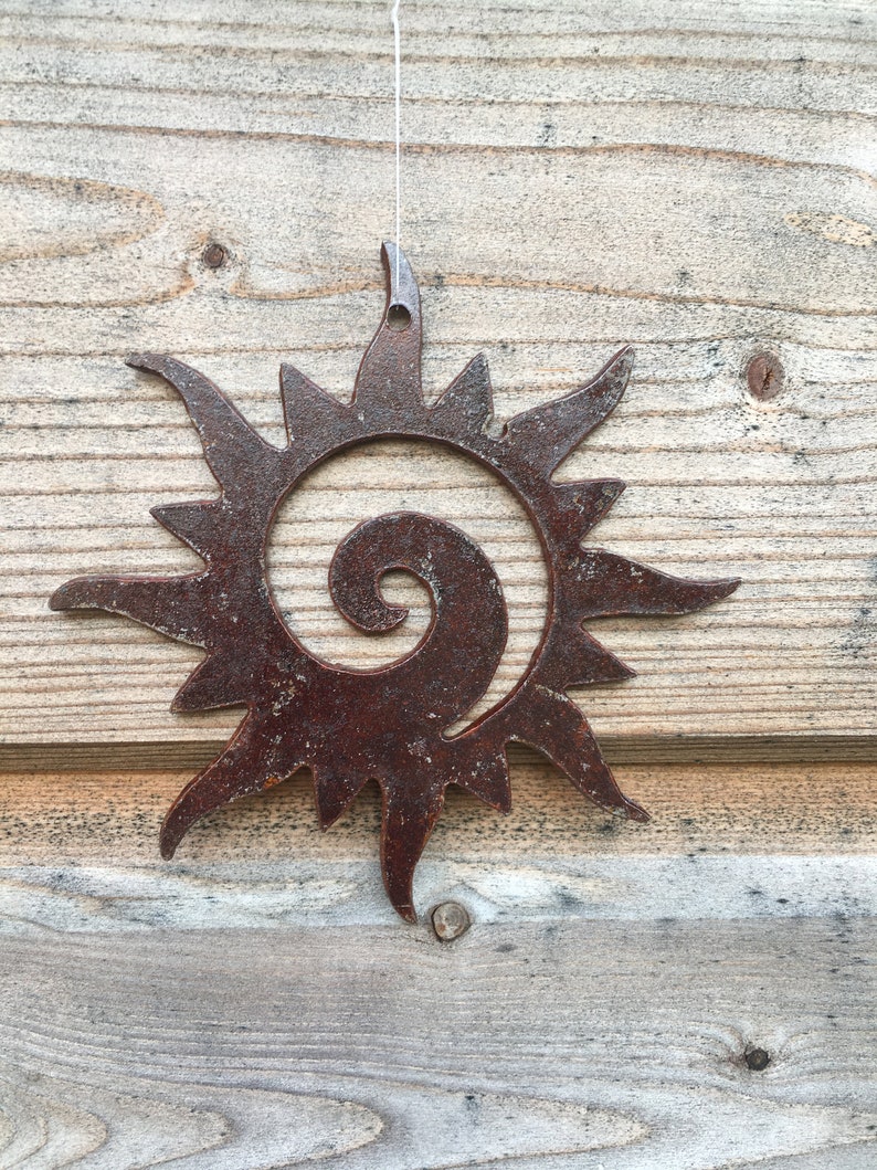 Rusted Small Sun Mobile for Hanging or Wall Mounting. Handmade Indoor ...