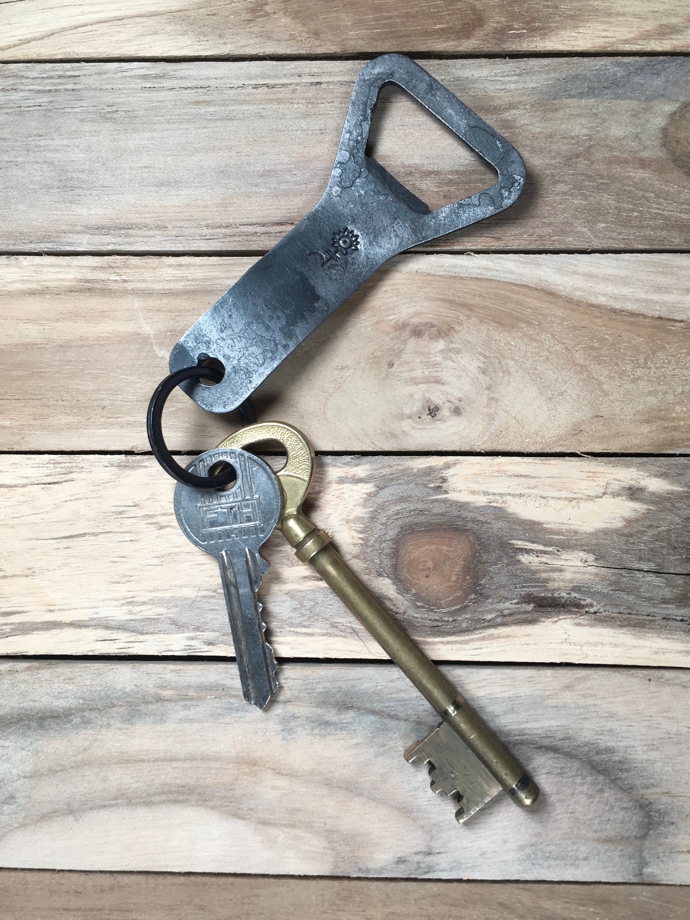 Keyring Bottle Opener Handcrafted in Steel by a Blacksmith - Etsy