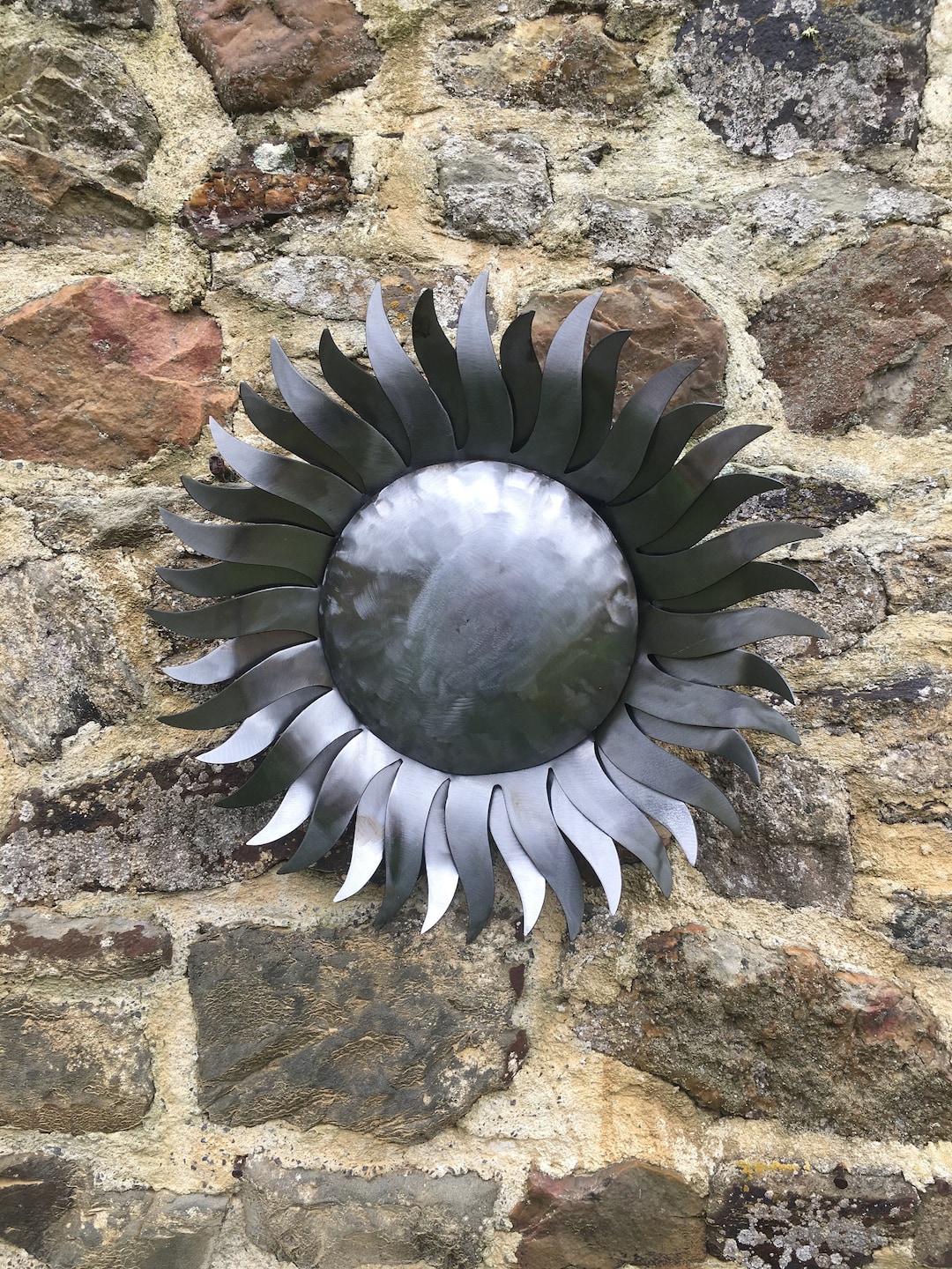 Handmade Large Metal Shiny Sun for Wall Mounting. Indoor & Outdoor ...