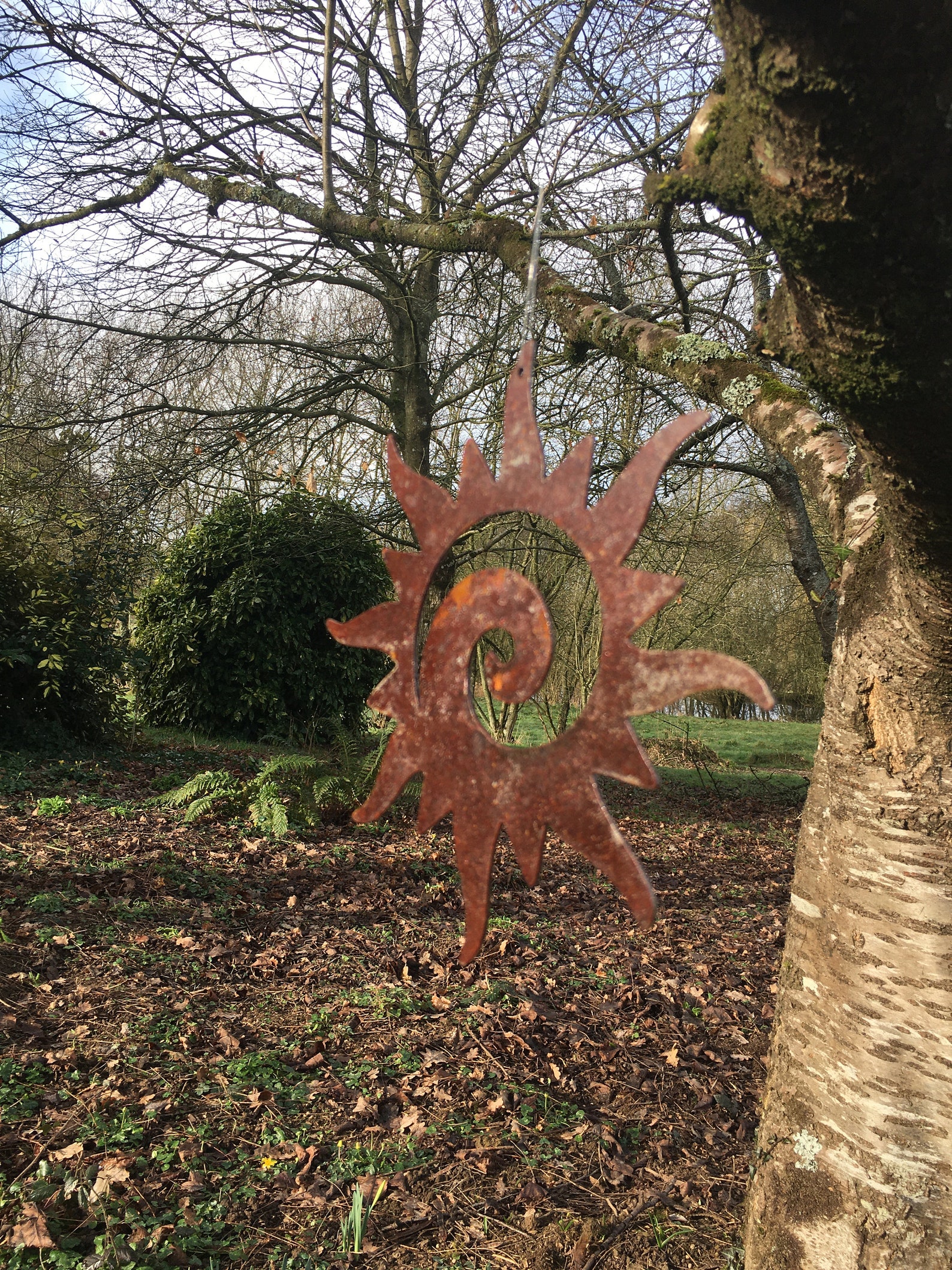 Rusted Sun Mobile for Hanging or Wall Mounting. Handmade Indoor ...
