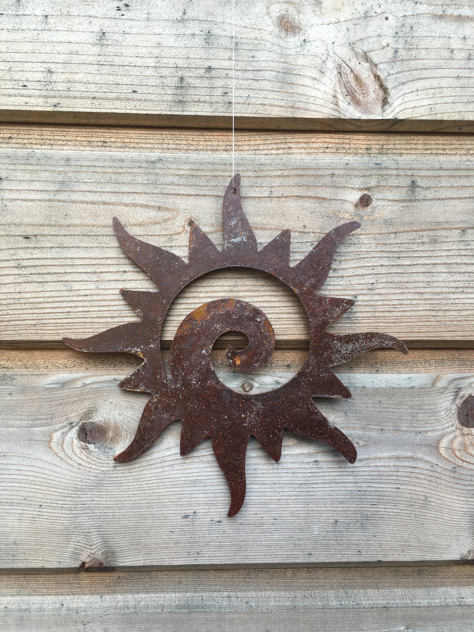 Rusted Sun Mobile for Hanging or Wall Mounting. Handmade Indoor ...