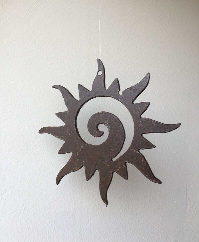 Rusted Small Sun Mobile for Hanging or Wall Mounting. Handmade Indoor ...