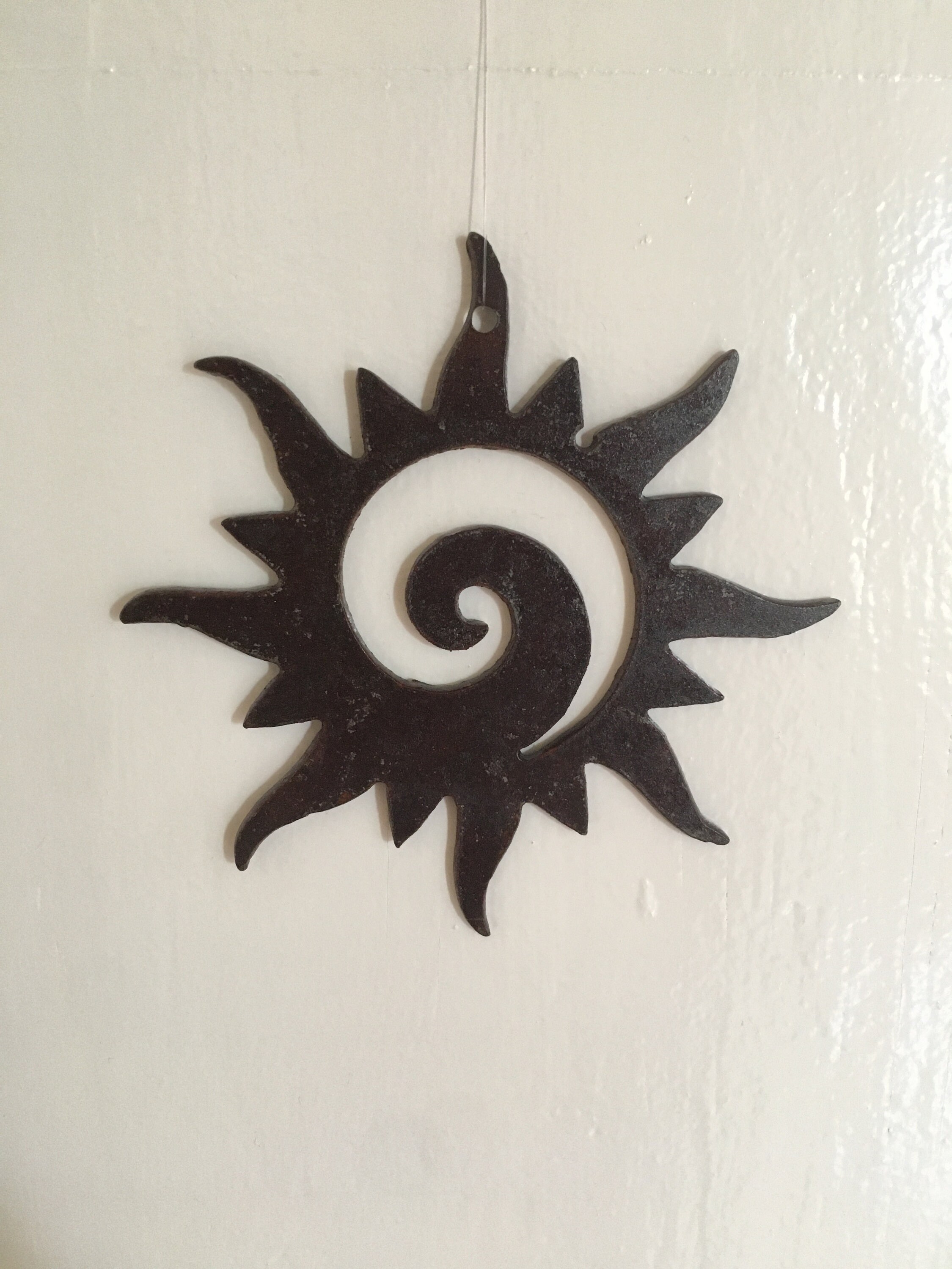 Rusted Small Sun Mobile for Hanging or Wall Mounting. Handmade Indoor ...