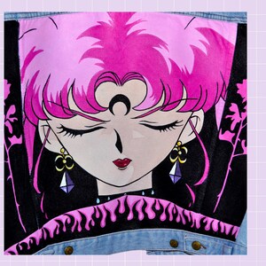 Hand-painted Vintage Denim Jacket wicked Lady Black Lady - Etsy