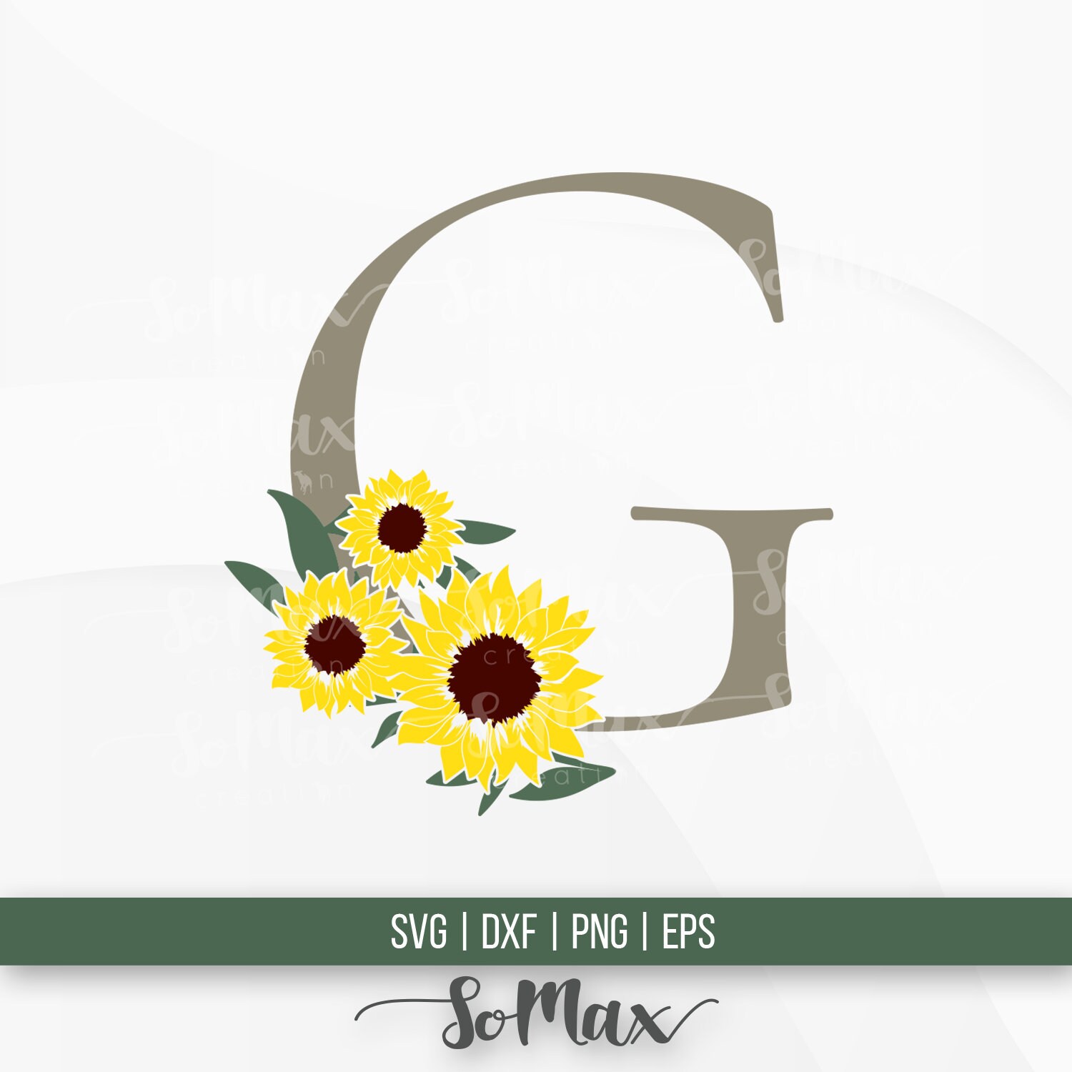 Sunflower Alphabet Letter Svg Floral Alphabet Letter G Svg | Etsy