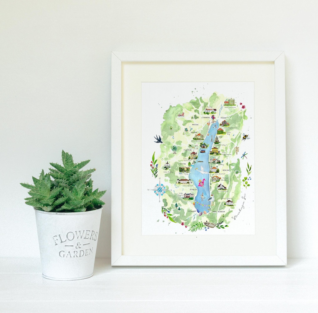 Starnberger See Illustrated Map - Etsy