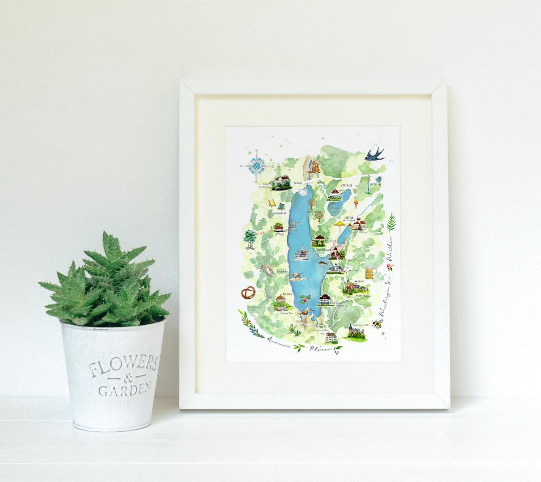 Ammersee Illustrated Map - Etsy