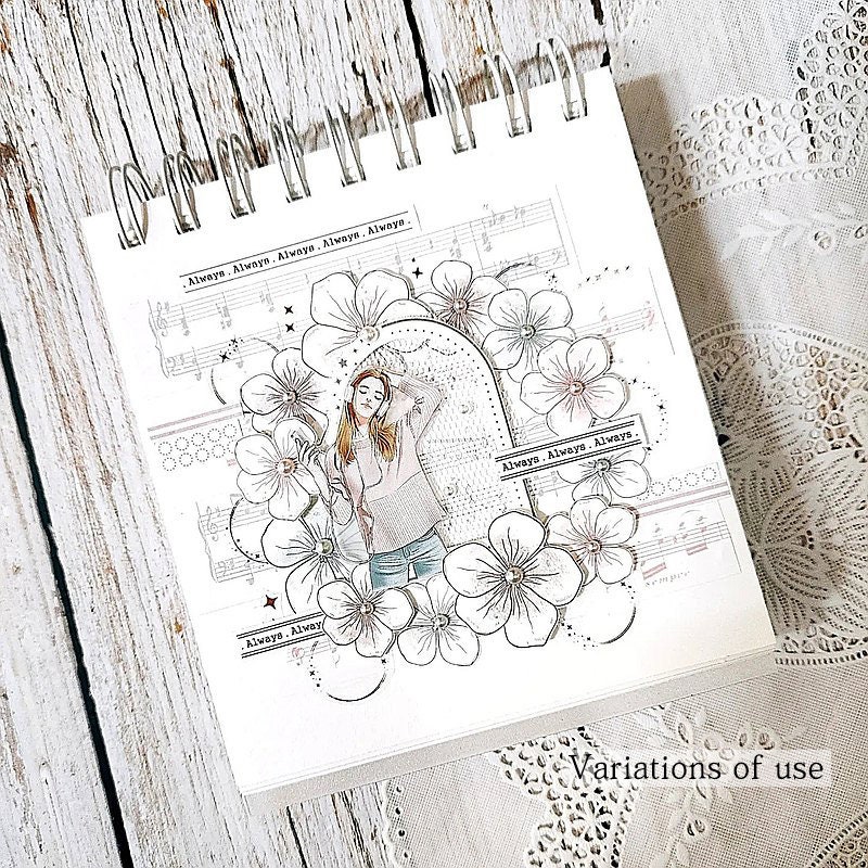 Line Flower Paper Stickers | 6 Sheets, 6 Different Colors |self-cut ...