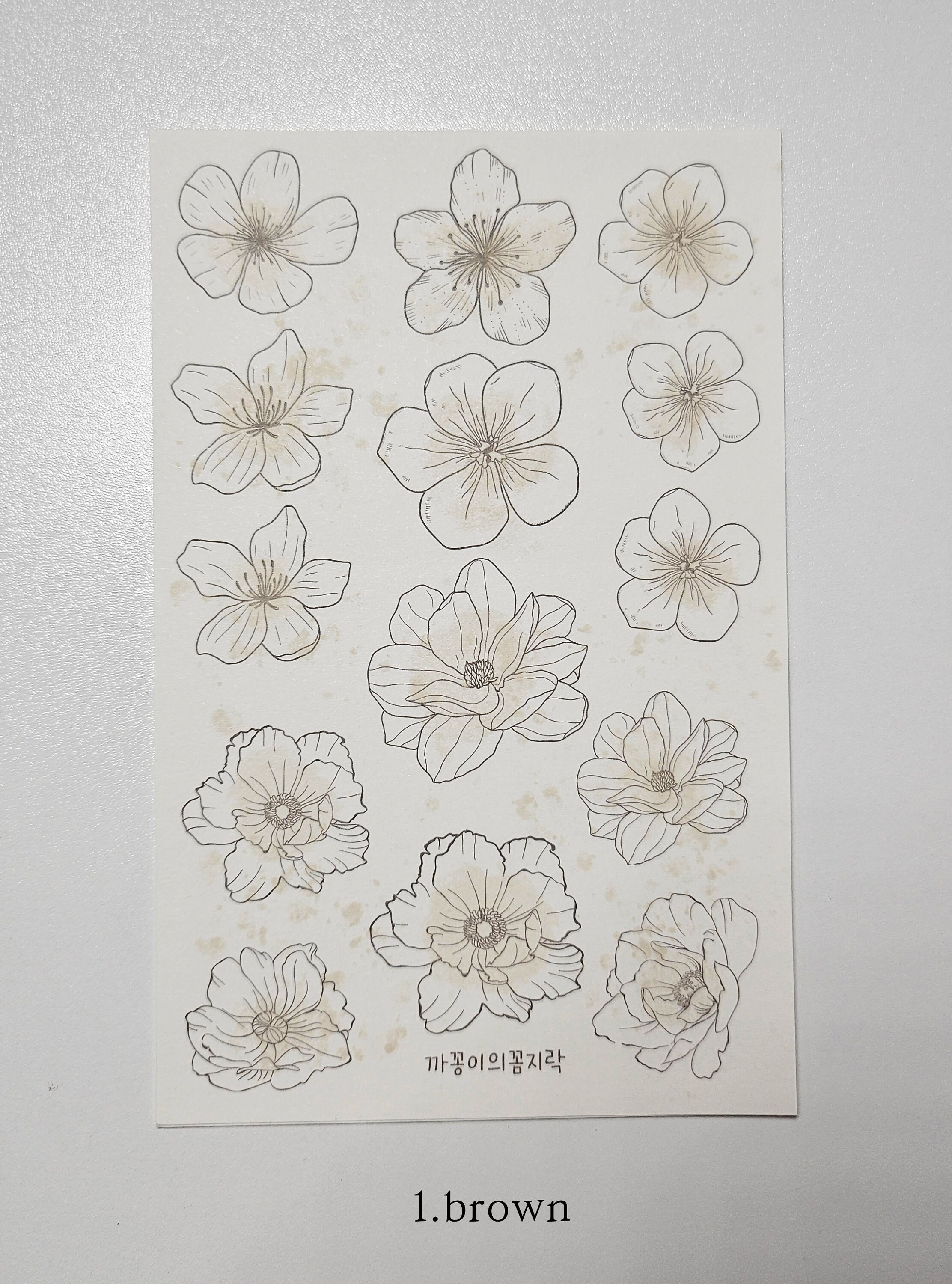 Line Flower Paper Stickers | 6 Sheets, 6 Different Colors |self-cut ...