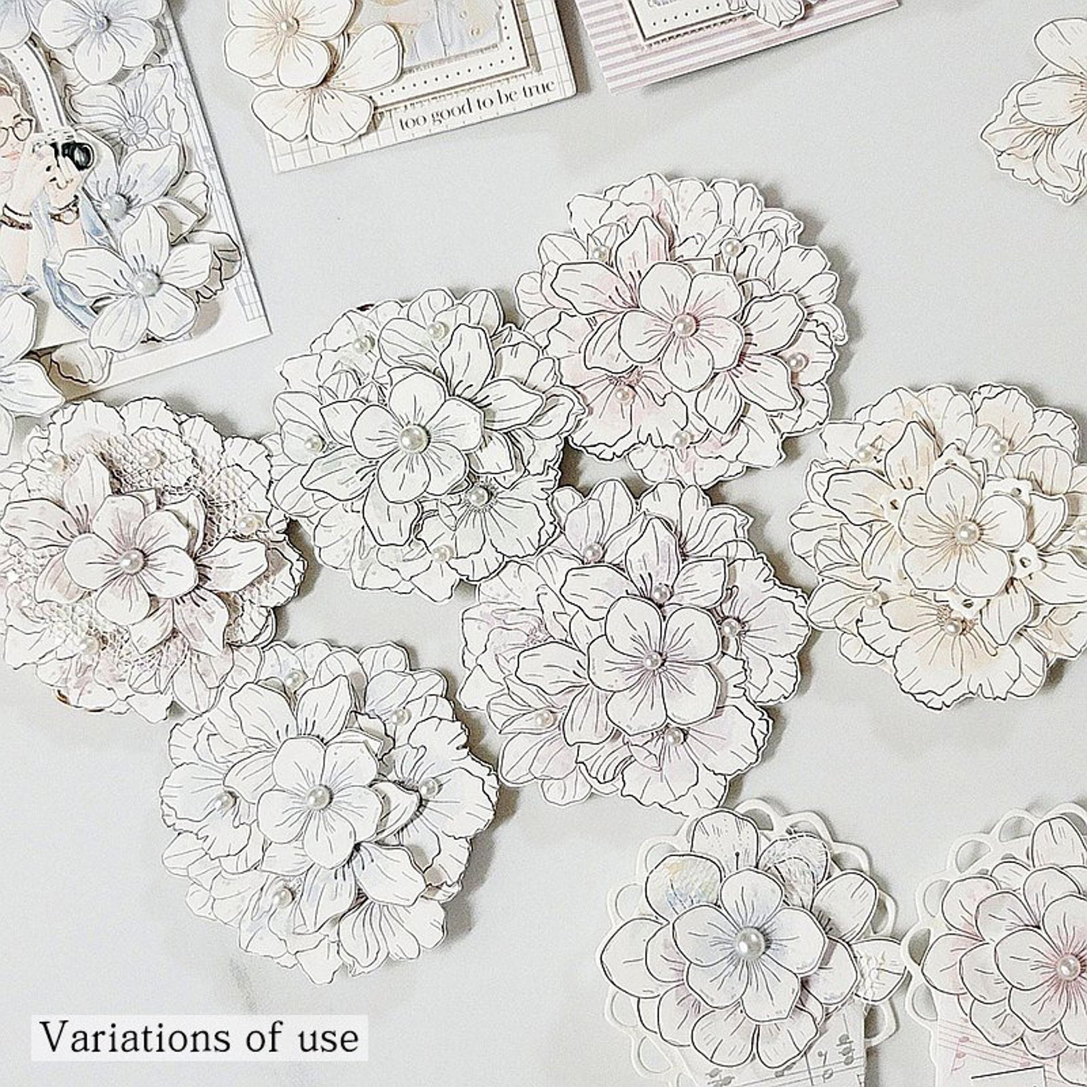 Line Flower Paper Stickers | 6 Sheets, 6 Different Colors |self-cut ...