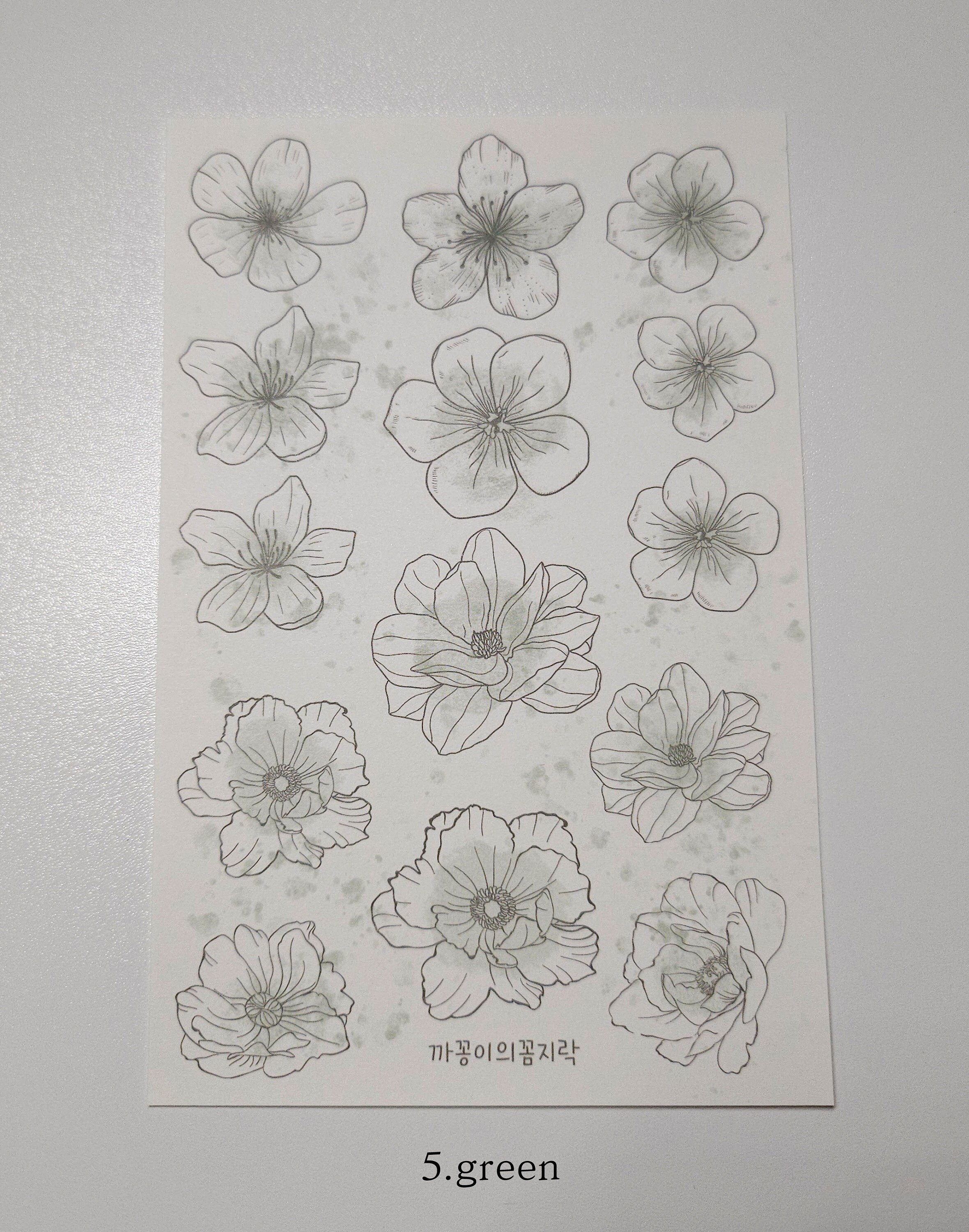 Line Flower Paper Stickers | 6 Sheets, 6 Different Colors |self-cut ...
