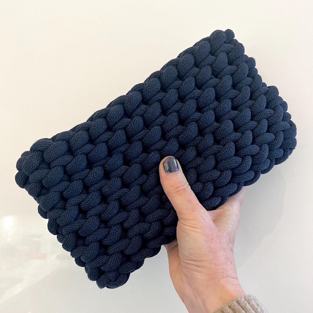 Navy Blue Clutch Bag: Chunky Recycled Cotton Small Evening Bag - Etsy UK