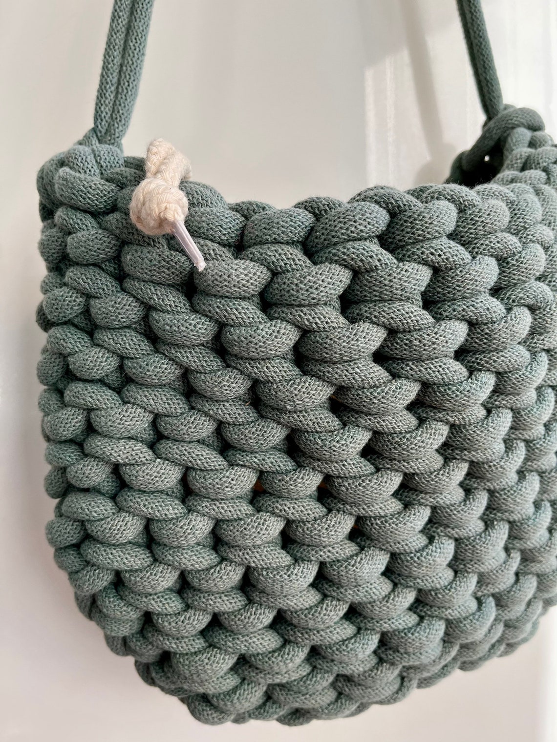 Light Green Shoulder Bag Sage Green Crocheted Bag Casual Day - Etsy