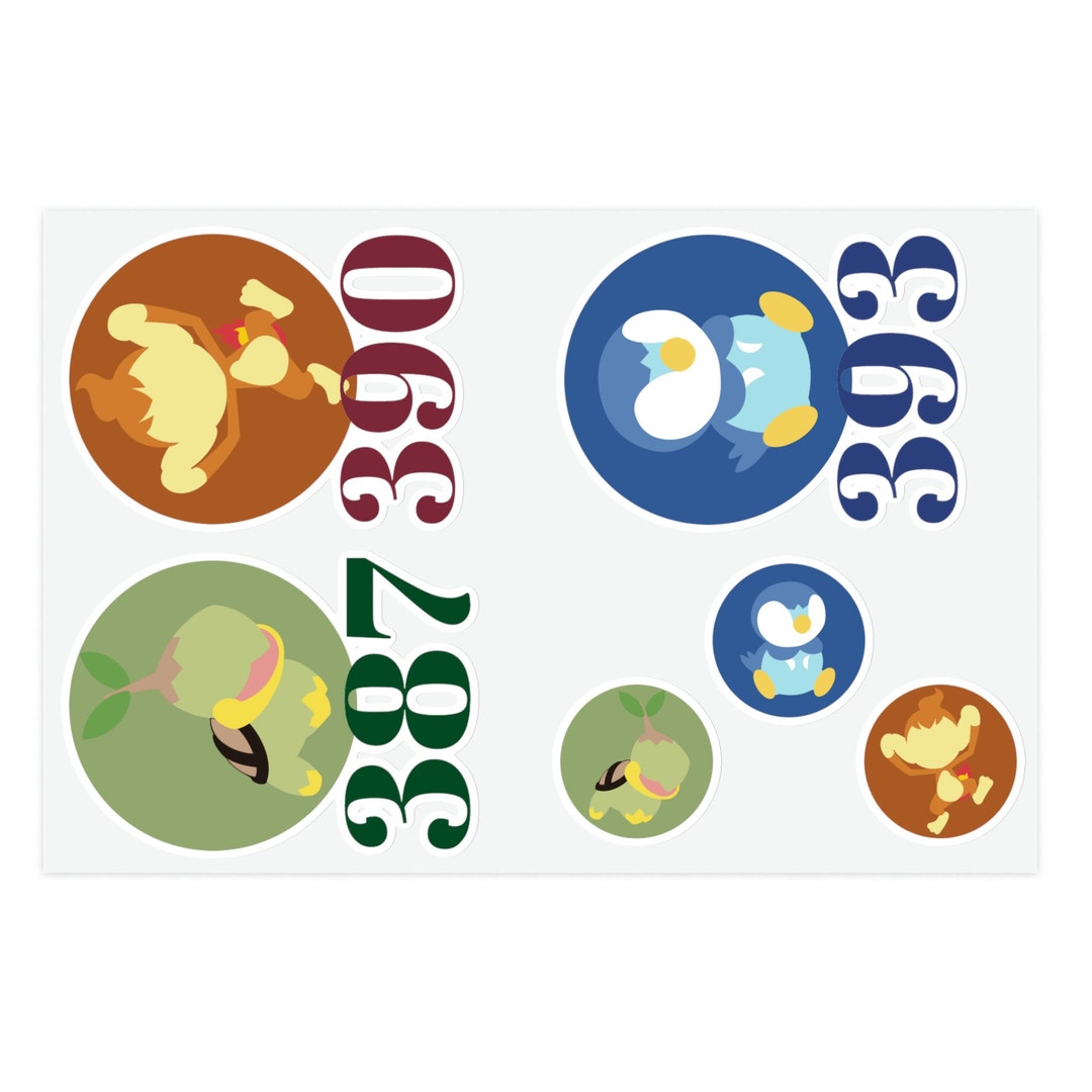 Pokémon Gen 4 Starters Sticker Sheet - Etsy