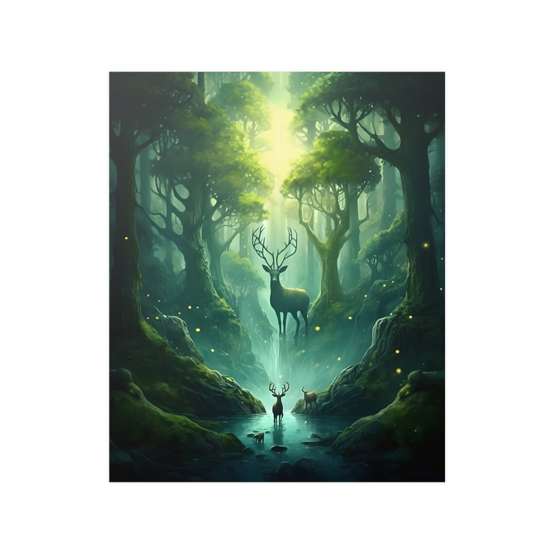 Mythical Deer Poster Magical Woodland Scene Fantasy Postee - Etsy