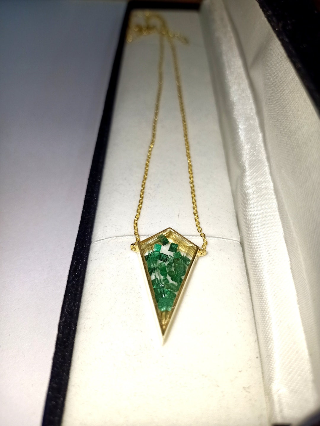 Natural Emerald Squar Shape 14k Gold Plated Kite Shape Shaker Pendant ...