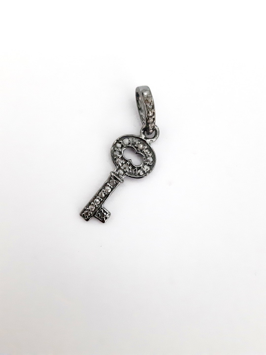 Pave Diamond Key Charm Pendant: Black Oxidized 925 Sterling Silver - Etsy