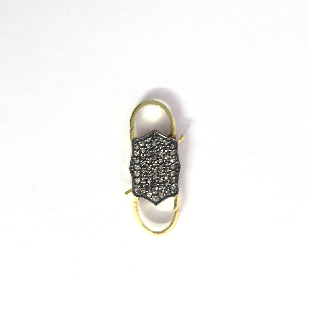 Carbiner Lock Studded Pave Diamonds Two Sided Lock 925 - Etsy