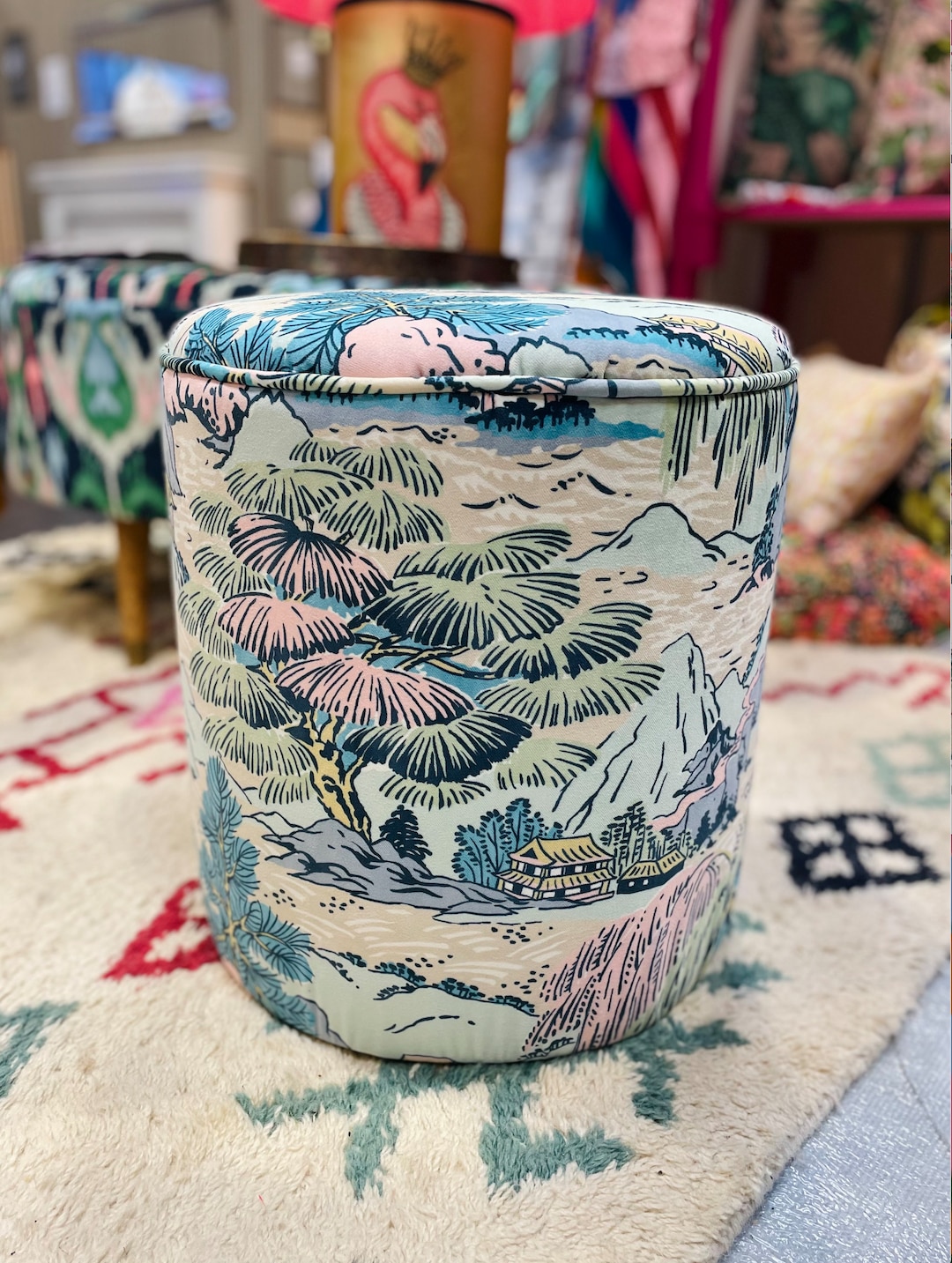 Dressing Table Pouffe in Yanagi Bright Pastel Velvet - Etsy UK