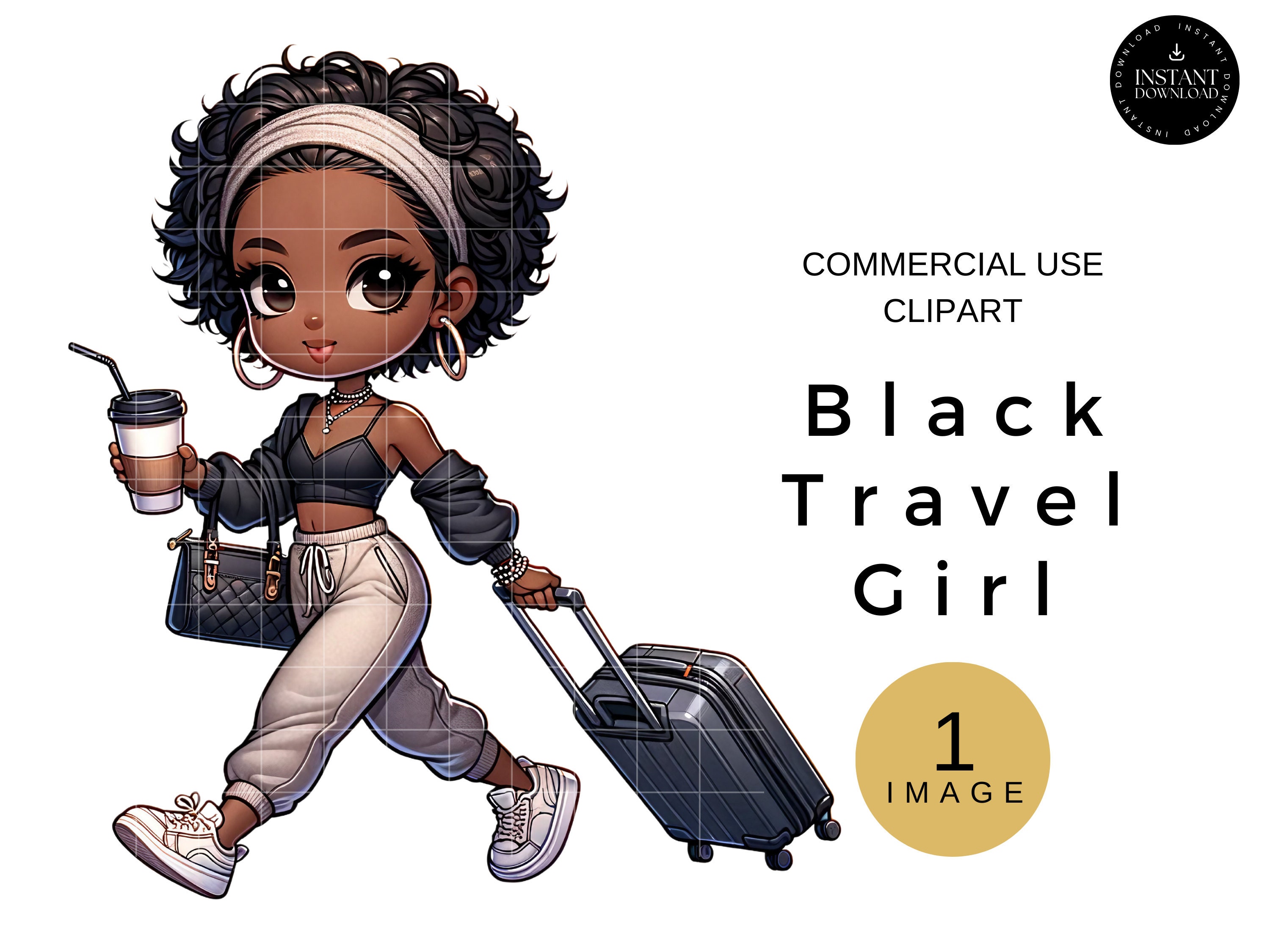 Black Woman Clipart Travel, African American Travel Clipart PNG ...