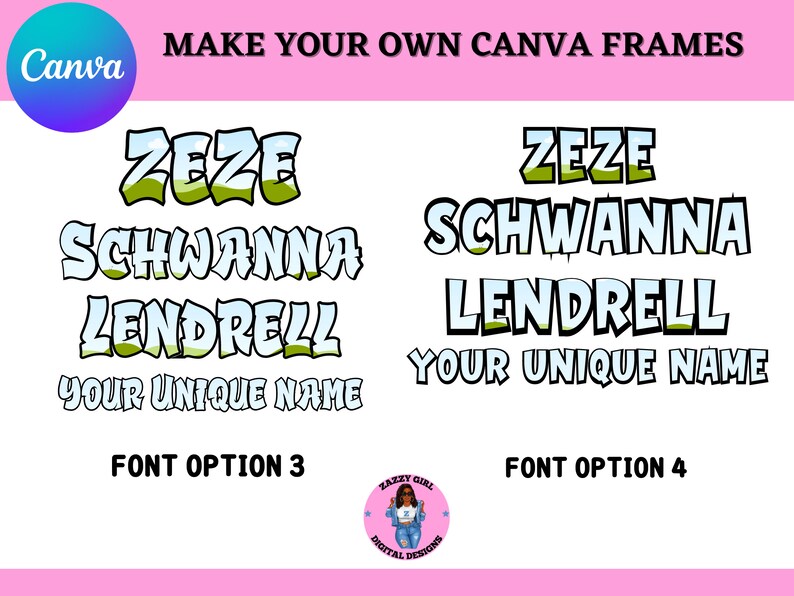 Make Your Own Name Word Art Canva Frame Template, Fillable Canva ...