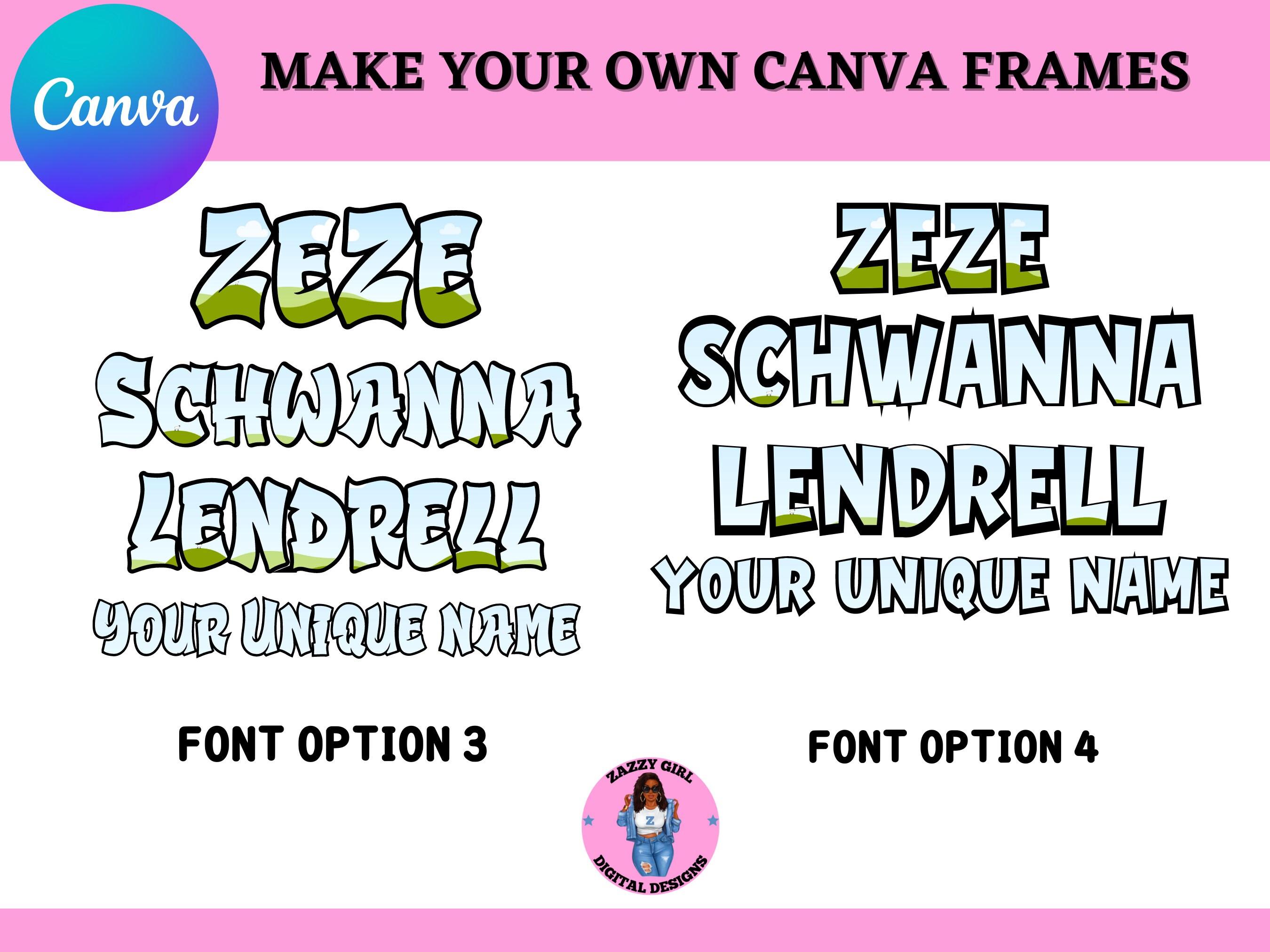 Make Your Own Name Word Art Canva Frame Template, Fillable Canva ...