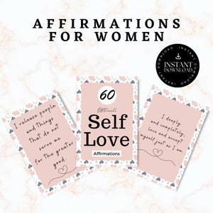 Self Love Affirmation Cards Printable, Positive Affirmation Card Set ...