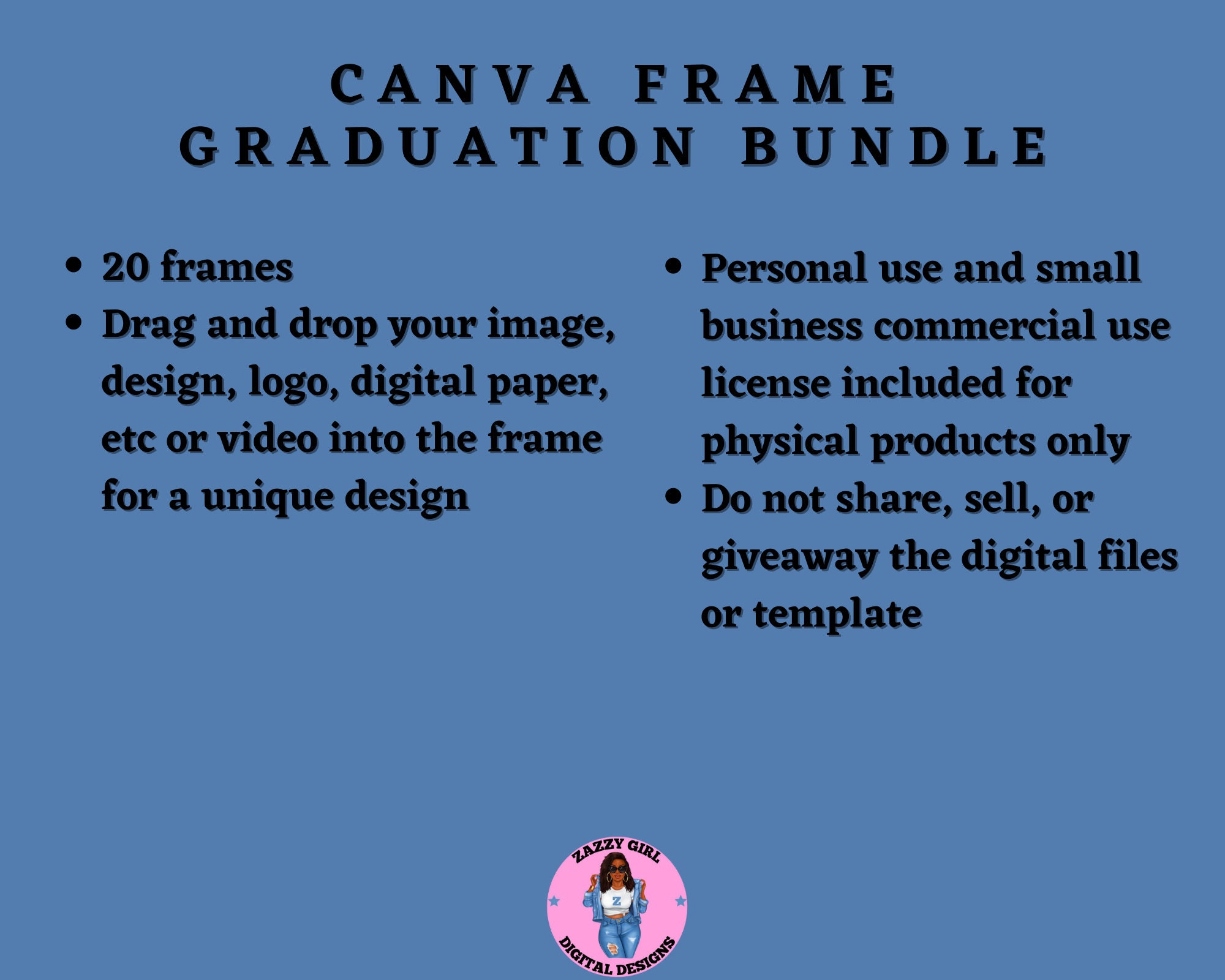 2023 Graduation Canva Frames Bundle, Fillable Canva Letters, Easy Drag ...