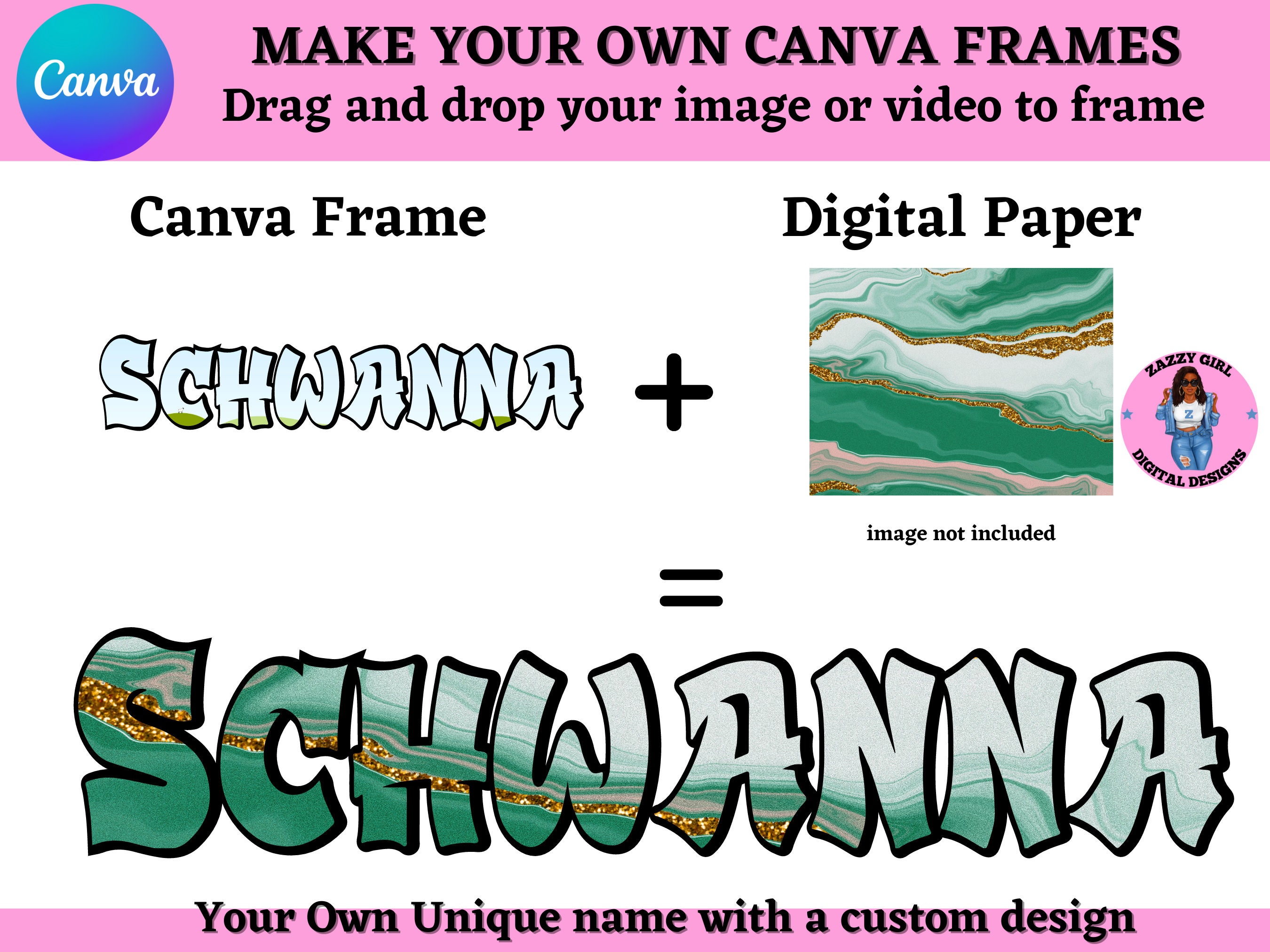 Make Your Own Name Word Art Canva Frame Template, Fillable Canva ...