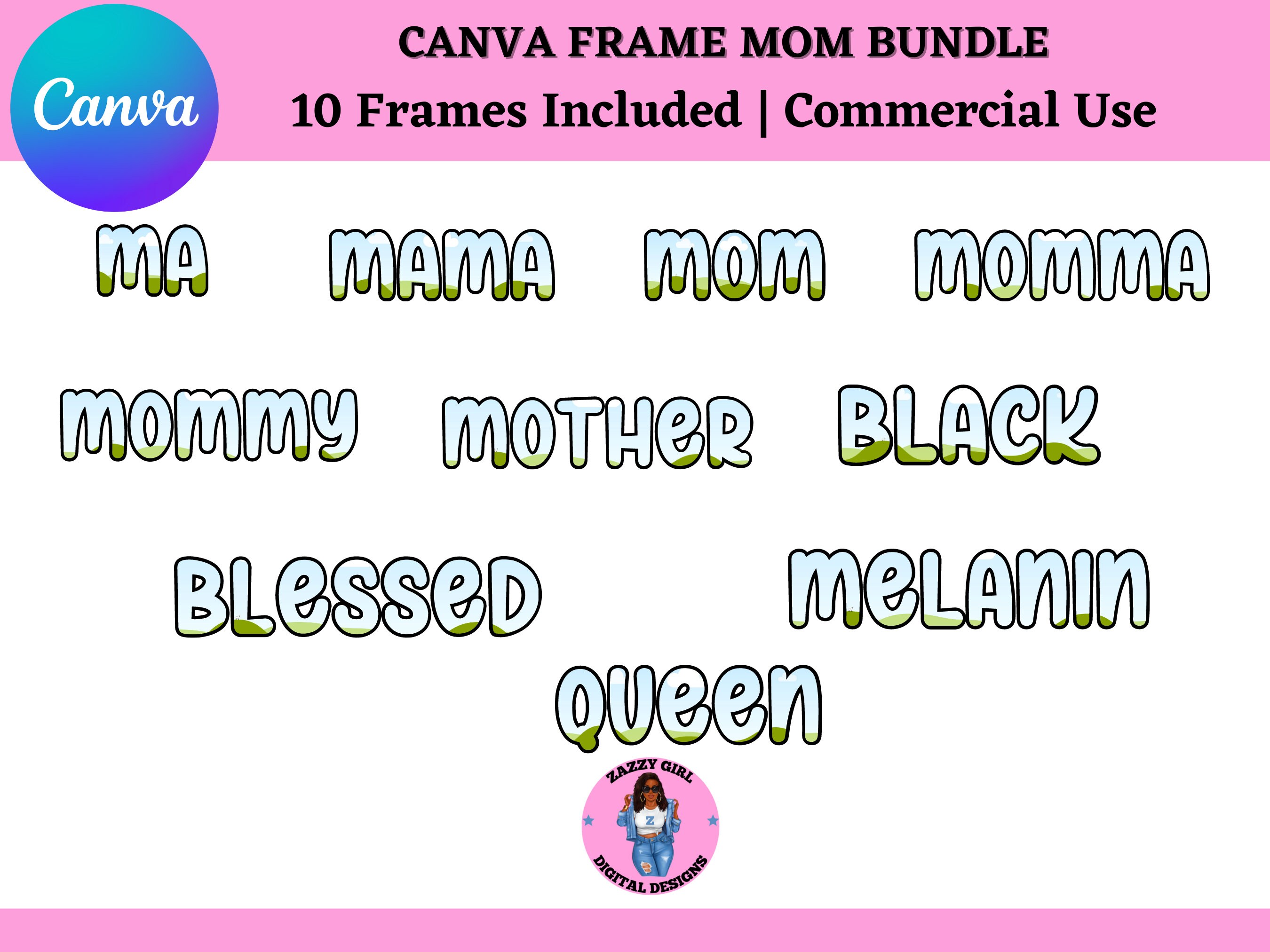 Fillable Canva Letter Frames for Sublimation, Canva MOM Frames Bundle ...