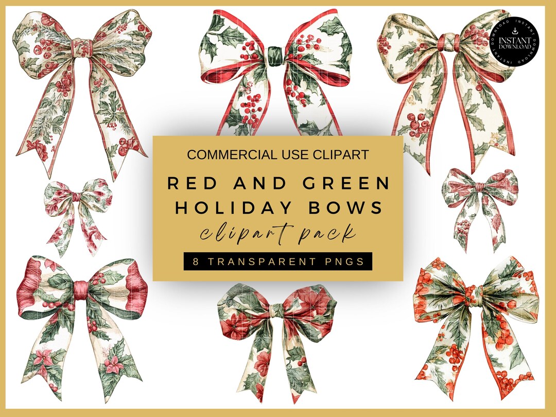 Festive Holiday Bows PNG Clipart, Retro Grandmillennial Design ...