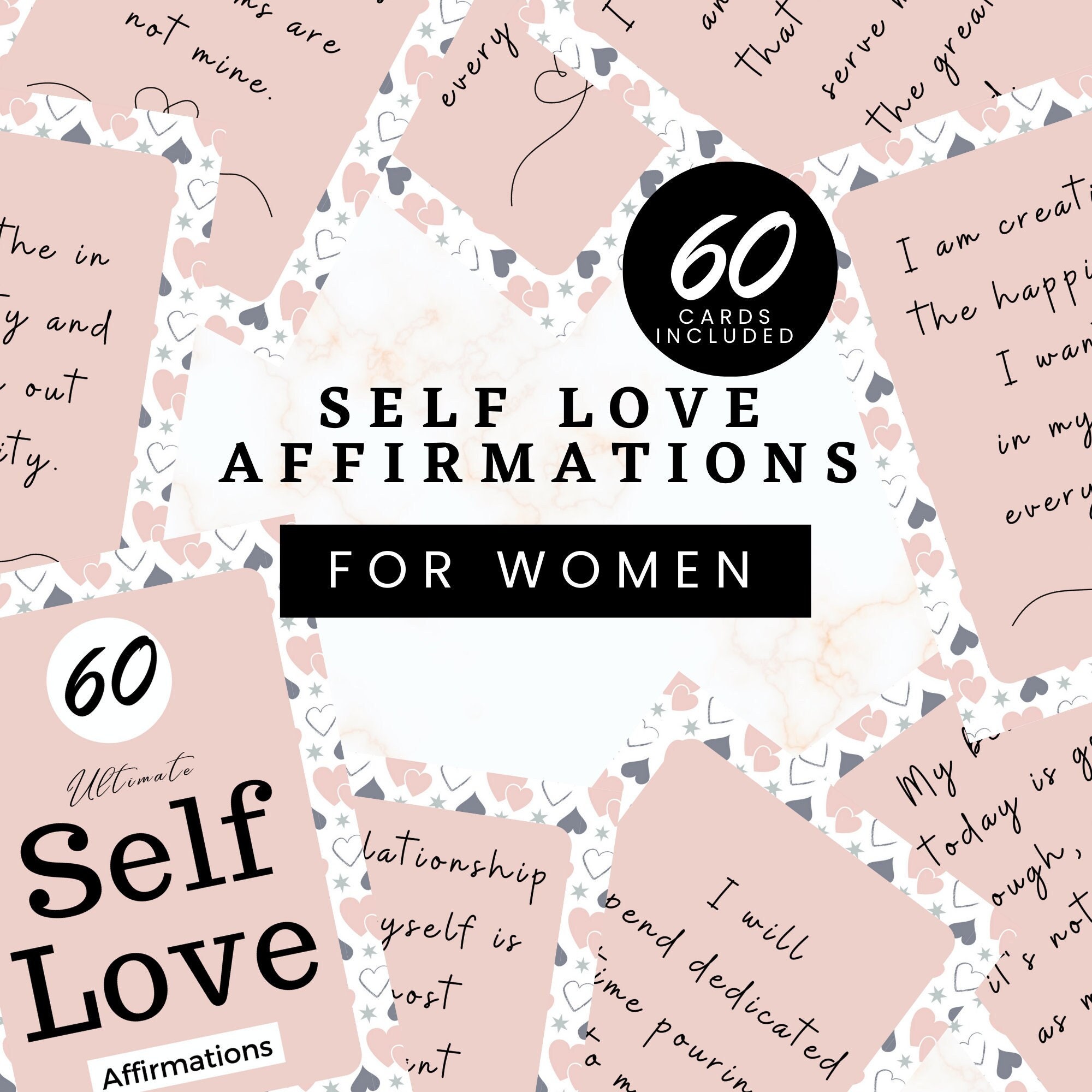 Self Love Affirmation Cards Printable, Positive Affirmation Card Set ...