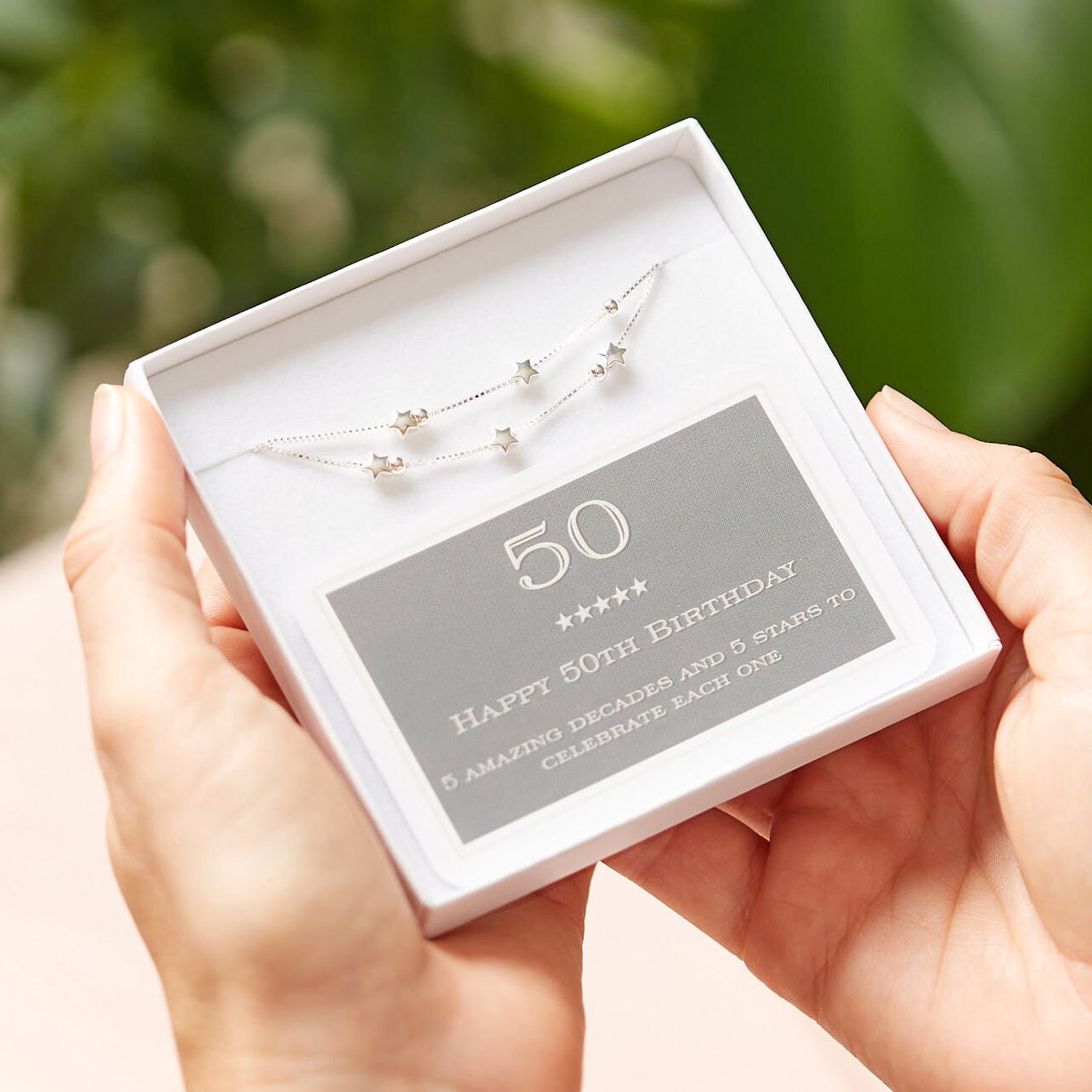 50th Birthday Solid Sterling Silver Five Star Bracelet - Etsy