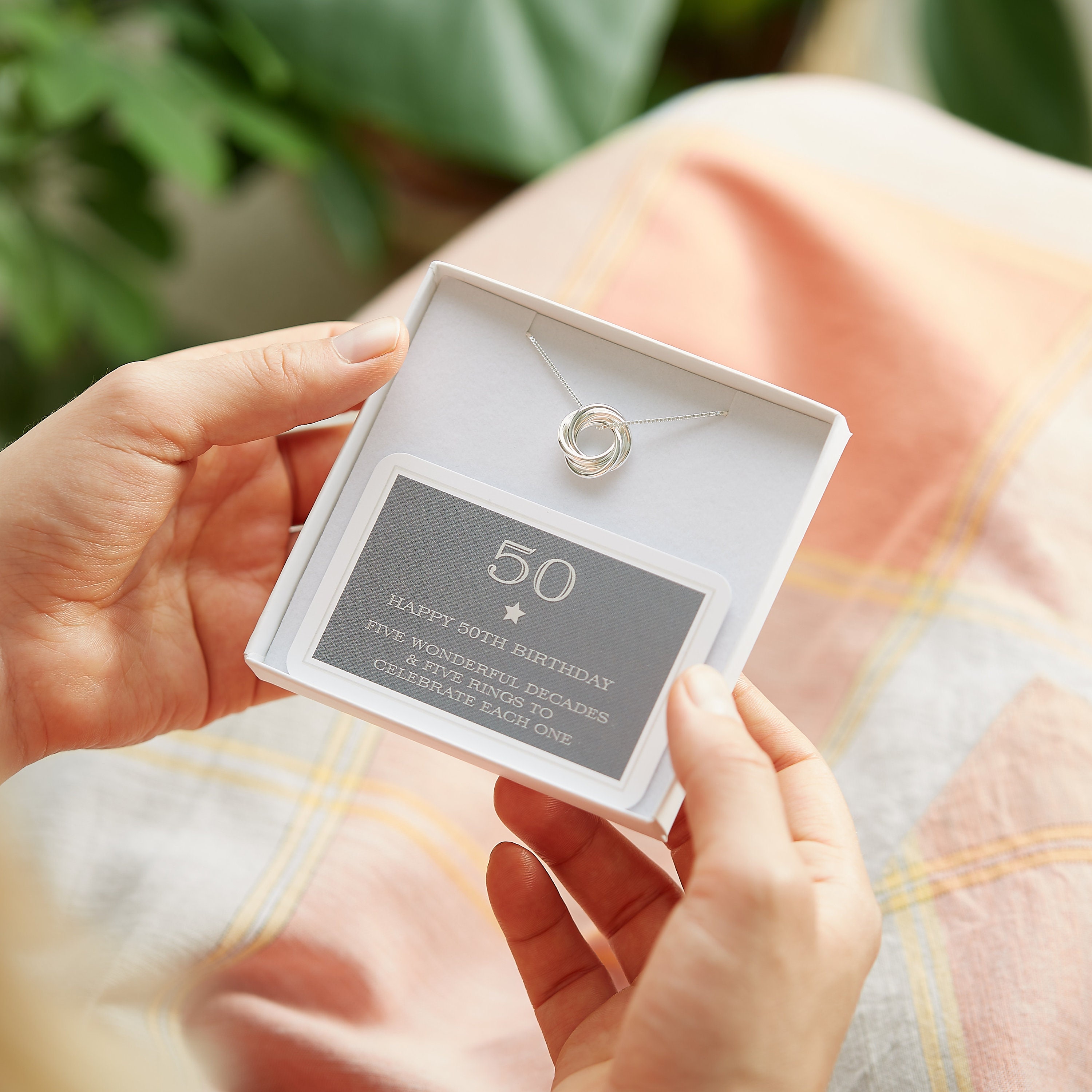 50th Birthday Sterling Silver Ring Necklace - Etsy UK