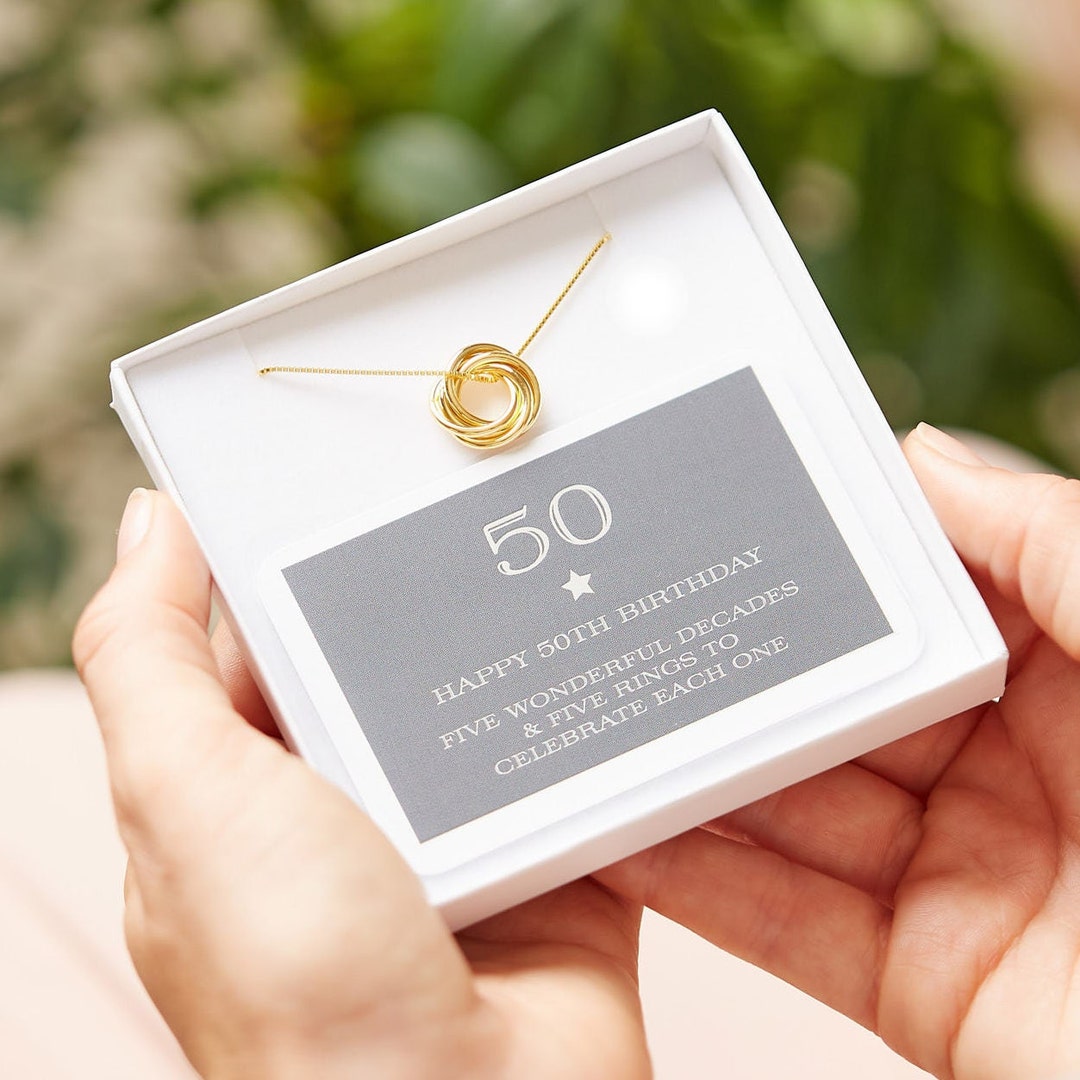 Gold Plated 50th Birthday Ring Necklace - Etsy UK