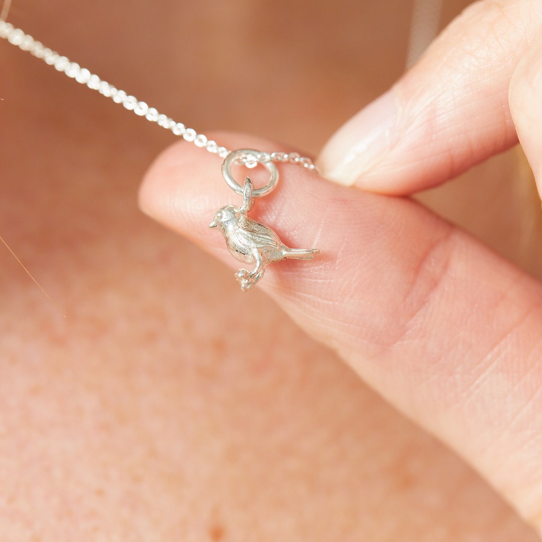 Sterling Silver Robin Pendant Necklace - Etsy