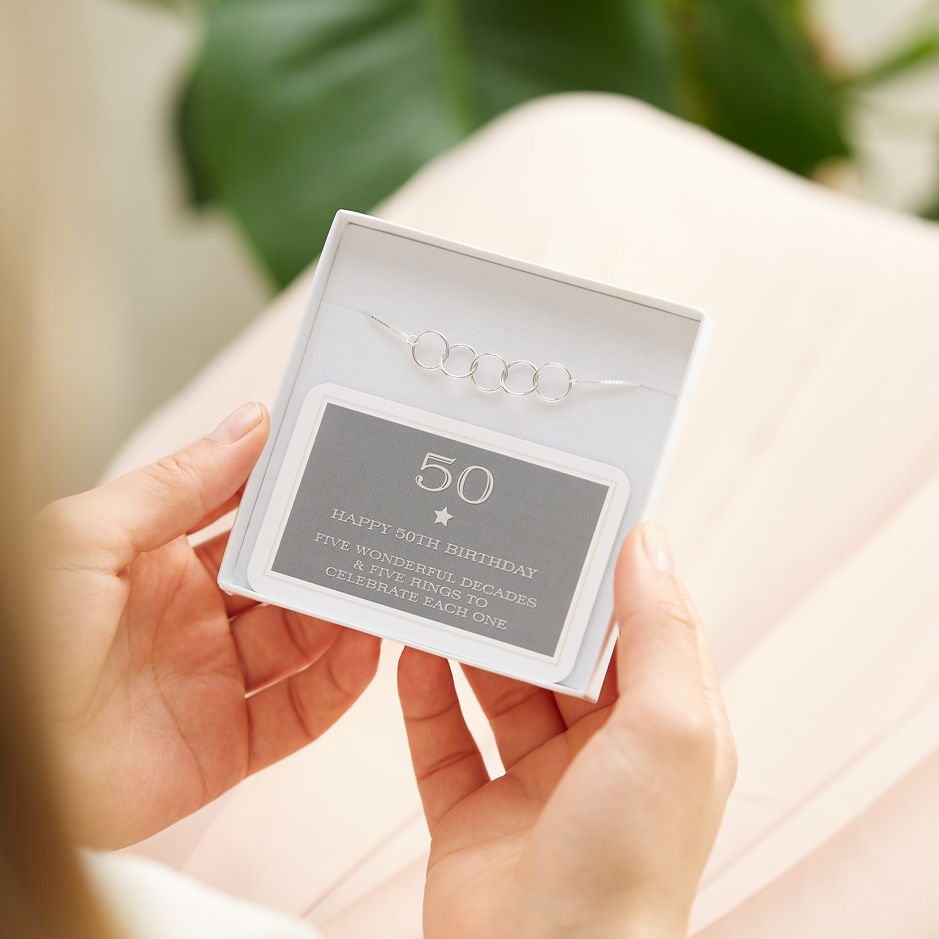50th Birthday Sterling Silver Five Ring Bracelet: Milestone Birthday ...
