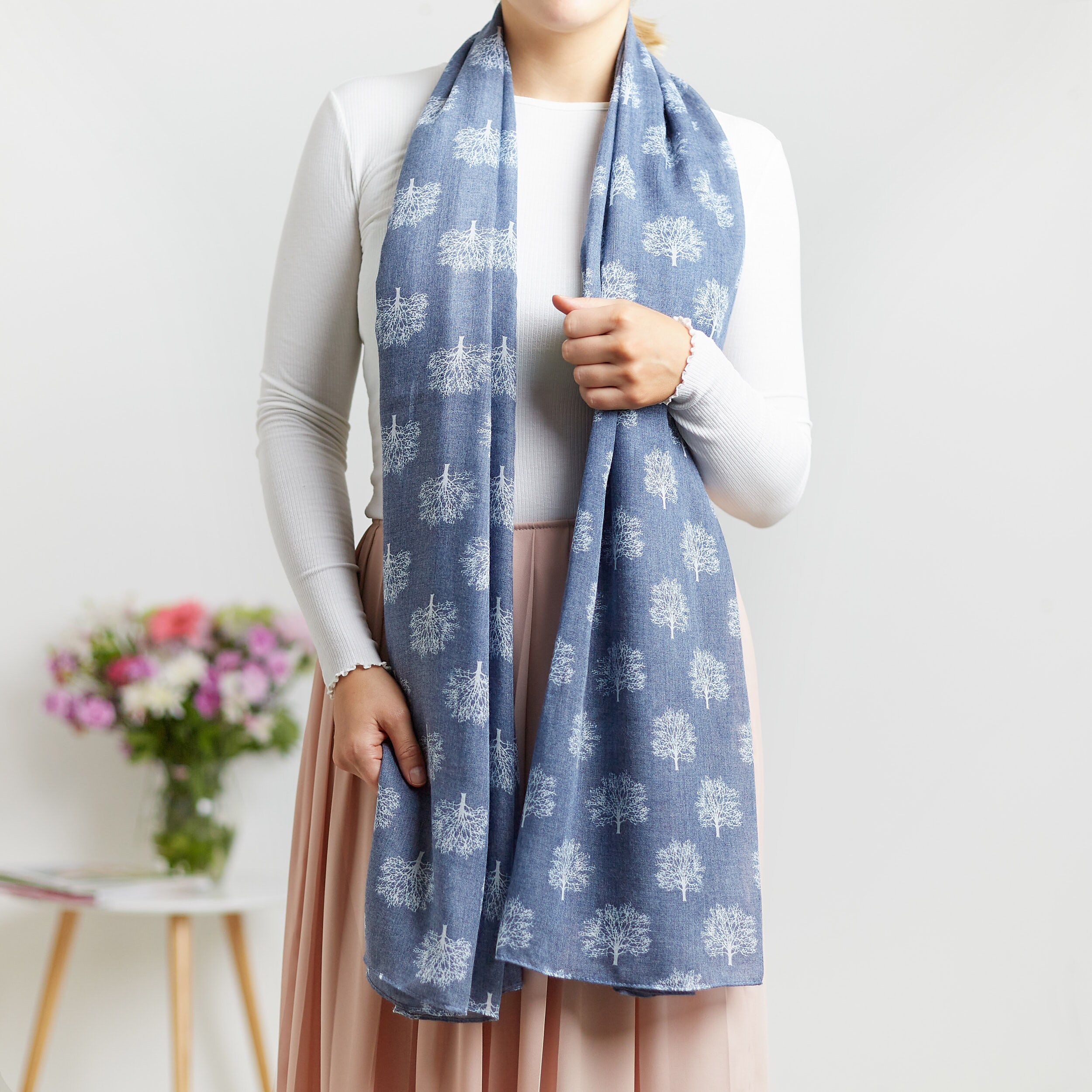 Oak Tree Print Scarf In Gift Box | Etsy