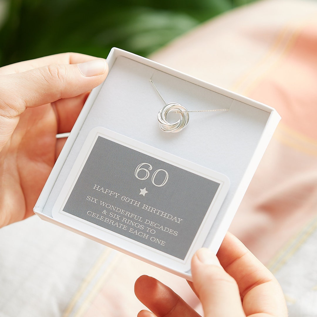 60th Birthday Sterling Silver Ring Necklace - Etsy UK