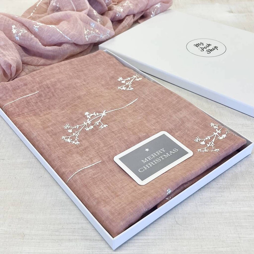 Metallic Branch Scarf in Gift Box - Etsy UK