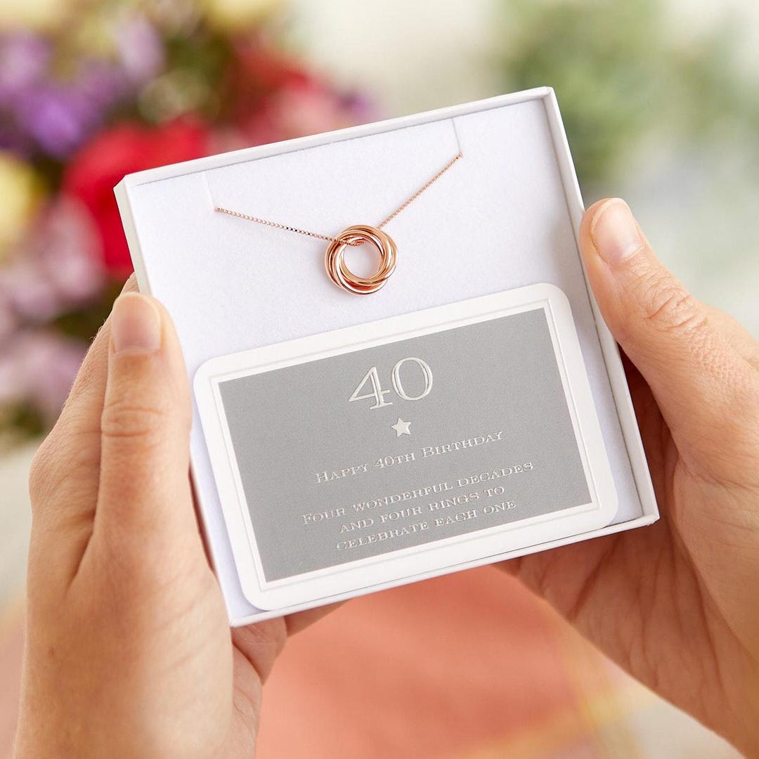 Rose Gold Plated 40th Birthday Rings Necklace - Etsy