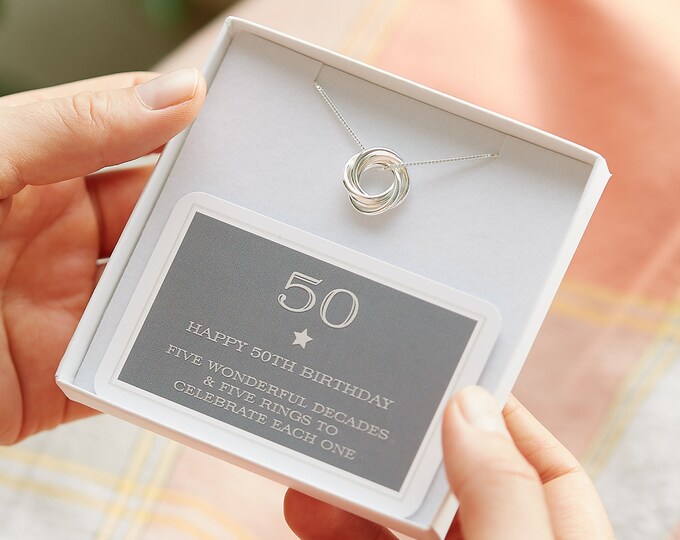 50th Birthday Sterling Silver Ring Necklace - Etsy UK