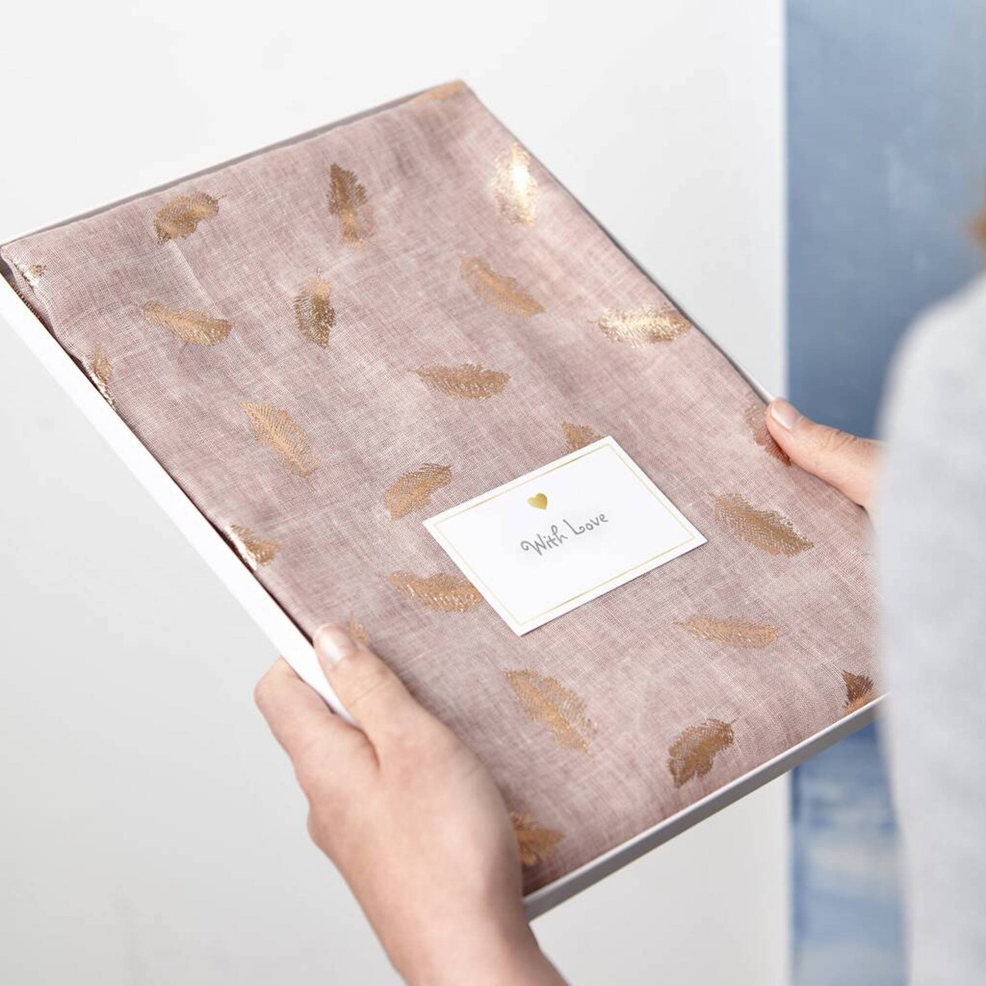 Metallic Gold Feather Scarf in Gift Box - Etsy