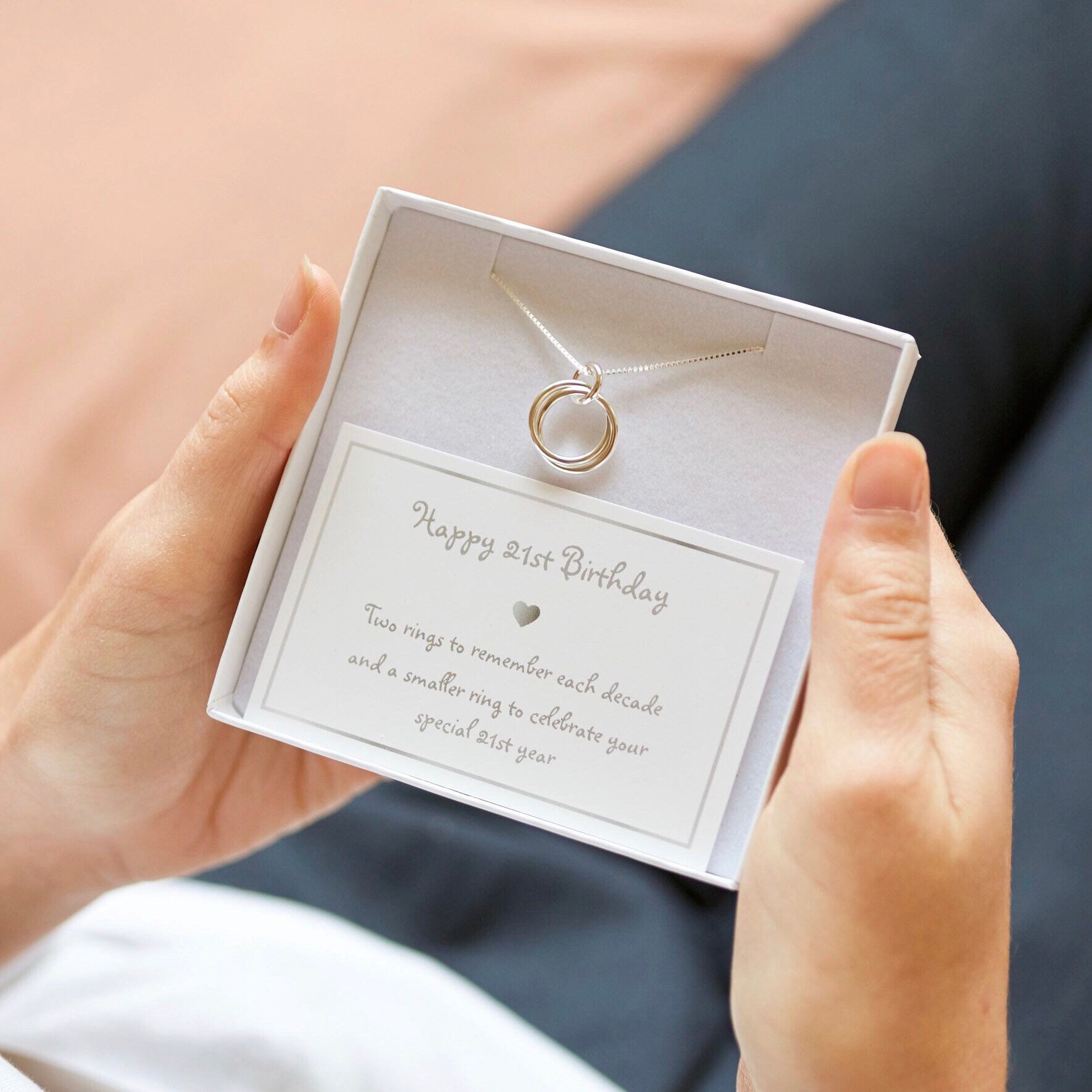 21st Birthday Sterling Silver Ring Necklace | Etsy