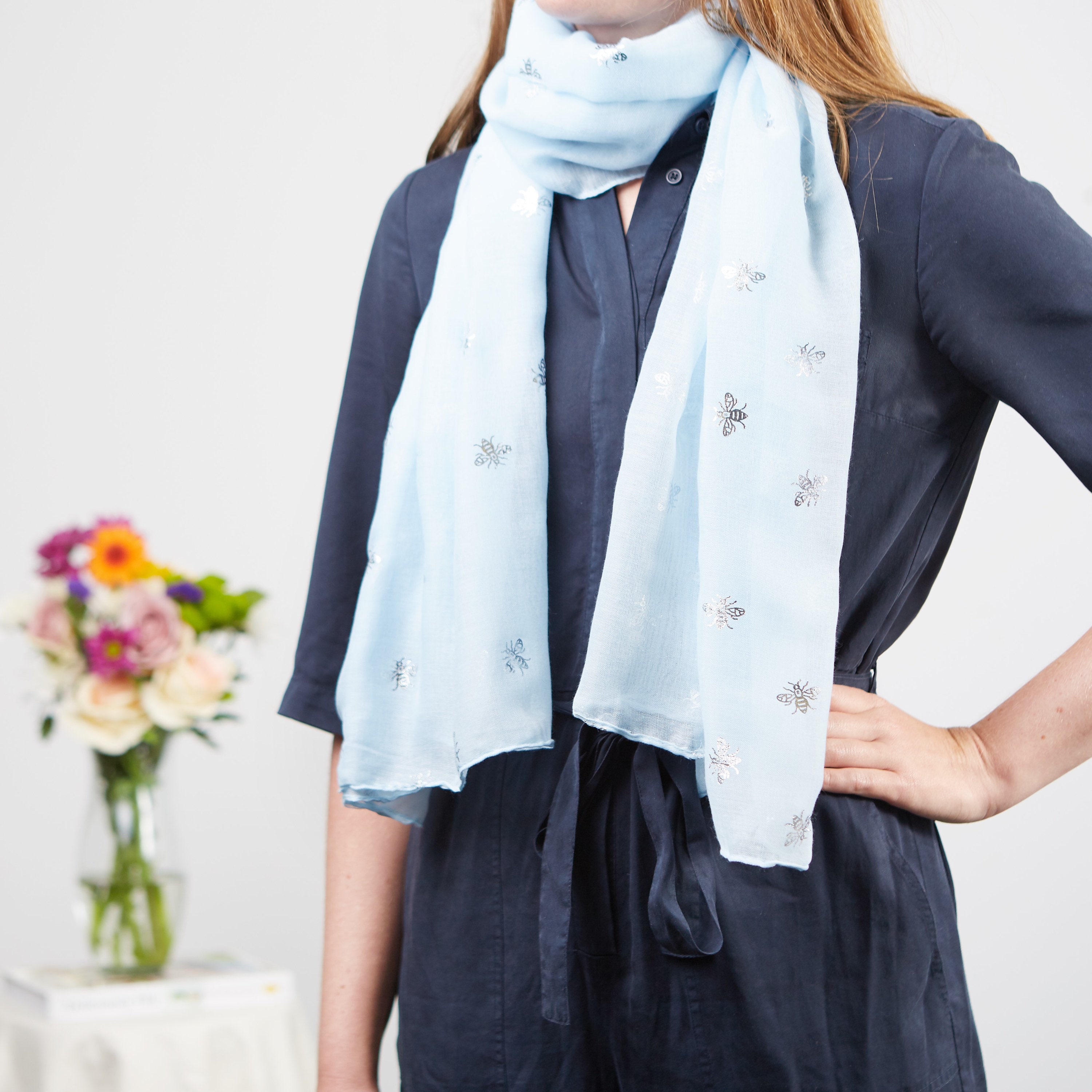 Metallic Silver Bee Scarf in Gift Box - Etsy