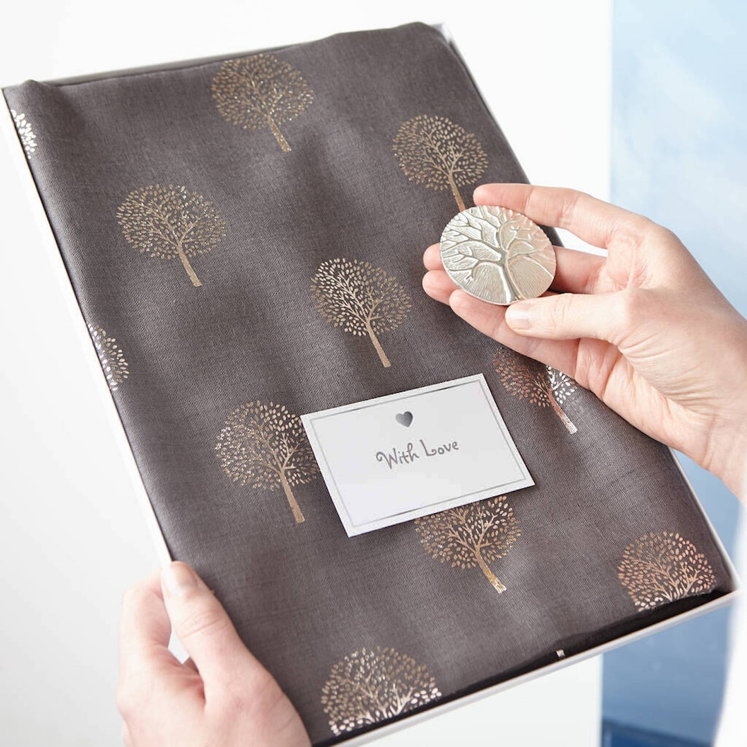 Metallic Tree of Life Cotton Scarf and Magnetic Brooch - Etsy