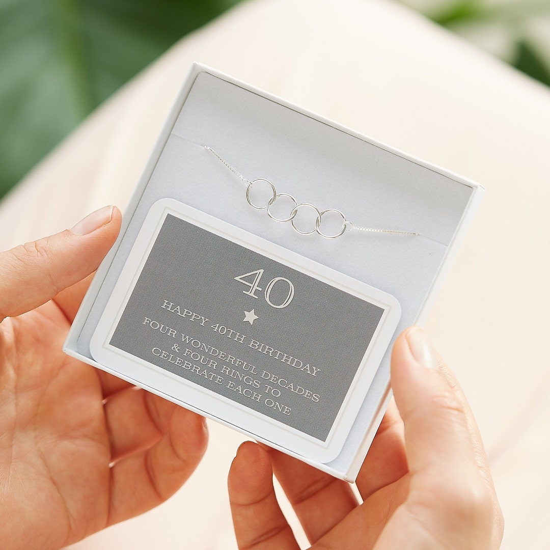 40th Birthday Sterling Silver Four Ring Bracelet - Etsy